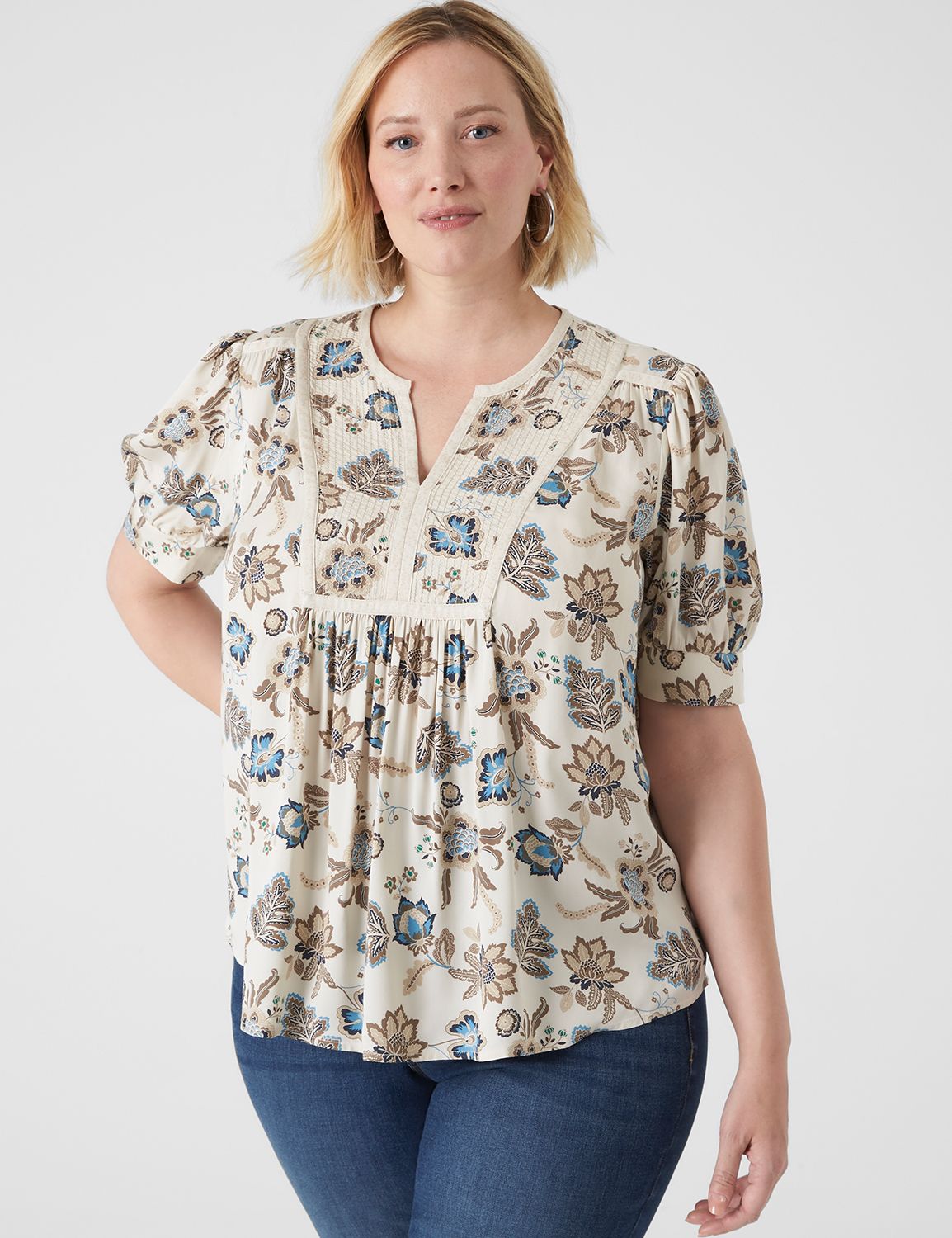 Classic Short Sleeve Split Neck Bib | LaneBryant