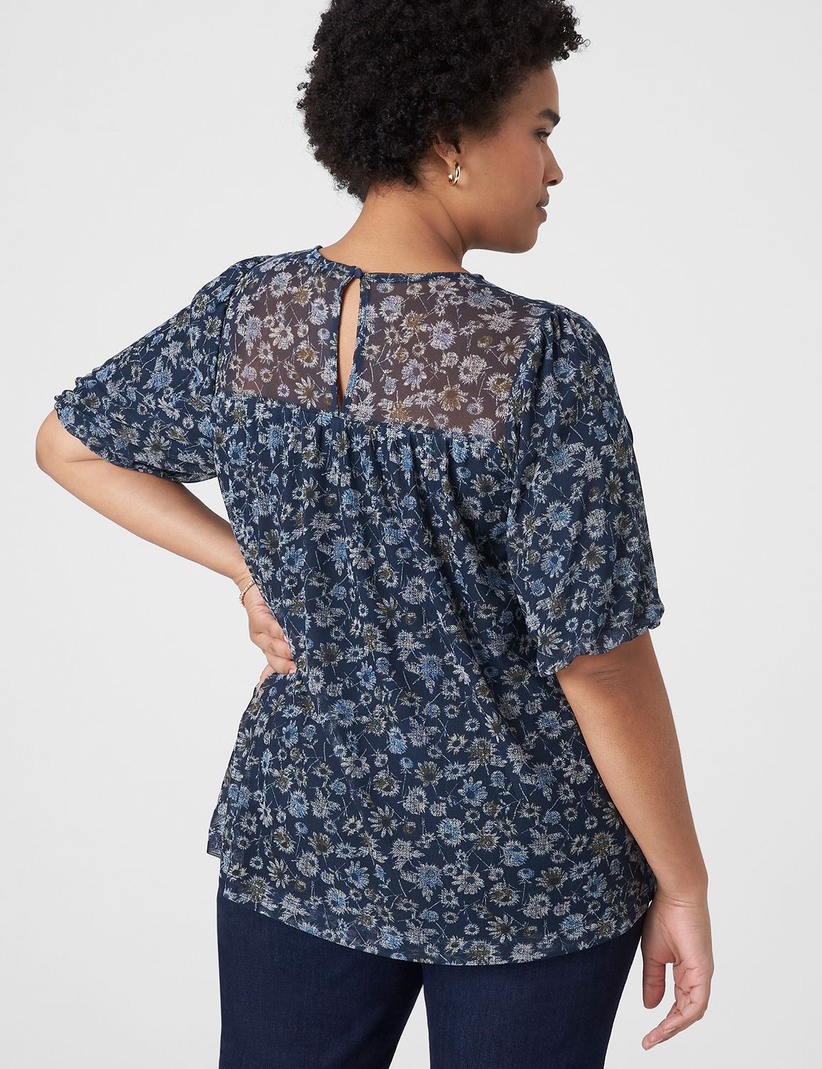 Swing Short Puff Sleeve Crew Neck M | LaneBryant