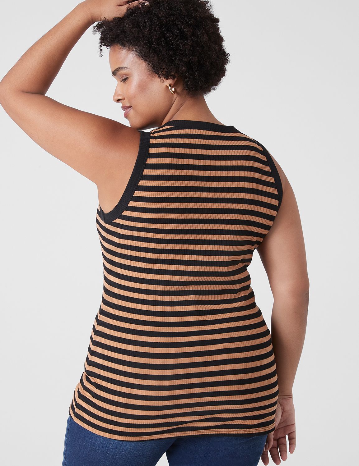 Fitted Sleeveless High Neck Rib Tan | LaneBryant