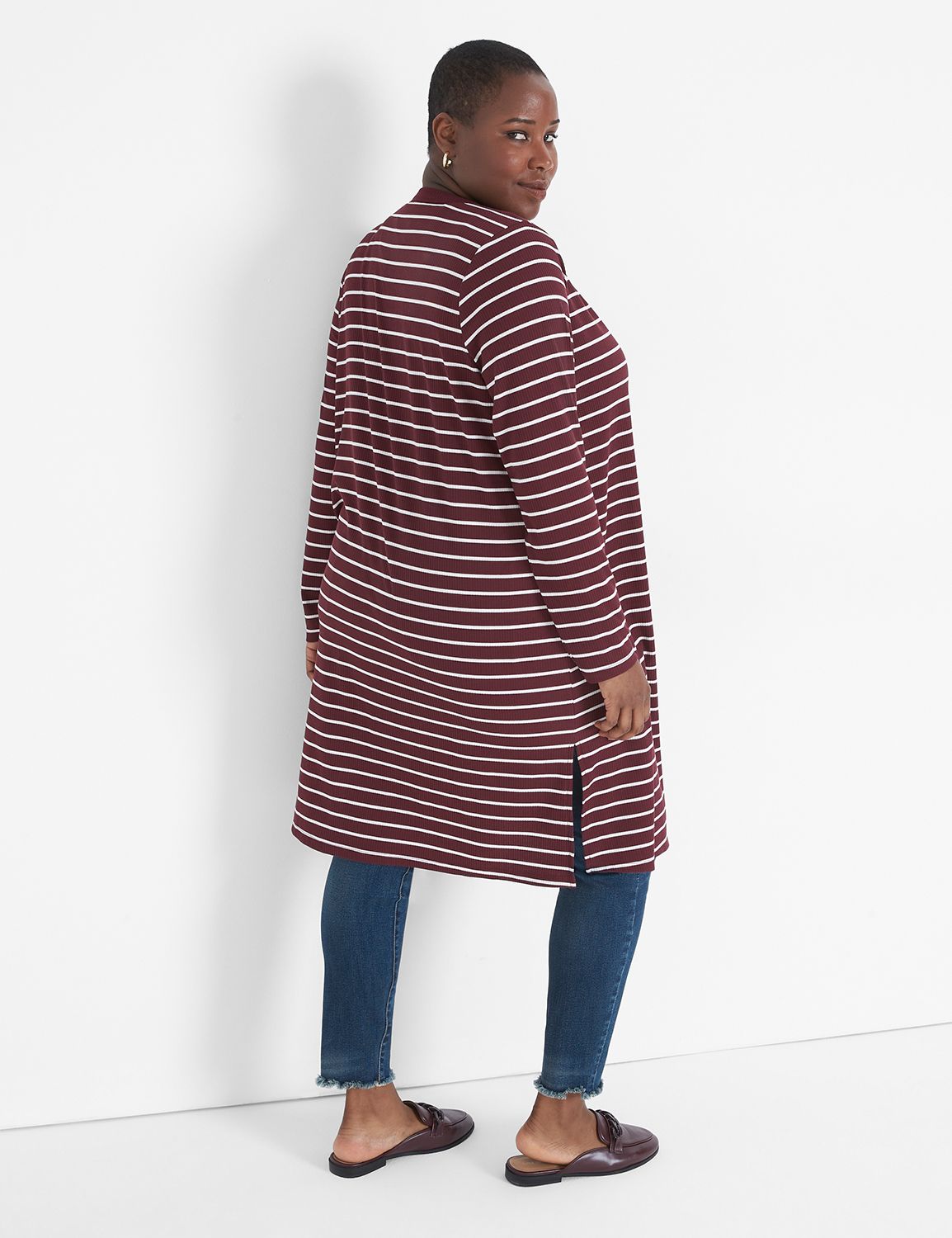 Classic Long Sleeve V Neck Open Fro