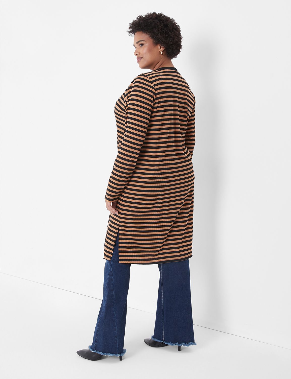 Classic Long Sleeve V Neck Open Fro