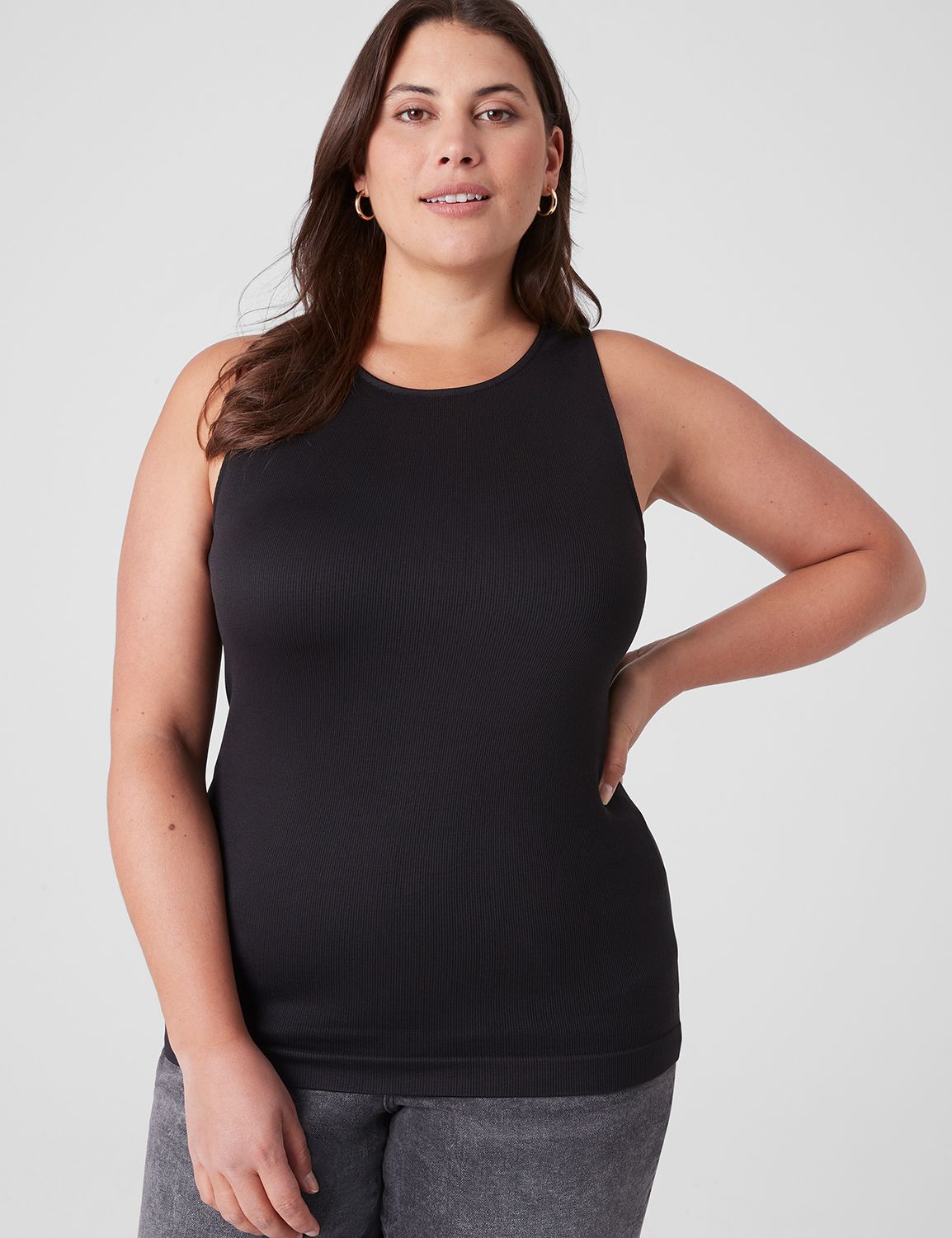 Fitted Crew-Neck Seamless Tank | LaneBryant