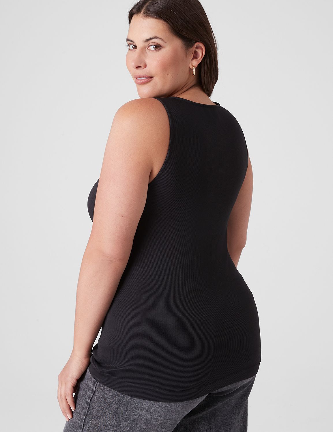 Fitted Crew-Neck Seamless Tank | LaneBryant
