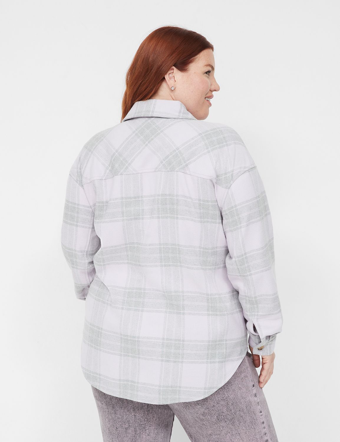 Button-Front Plaid Shacket Shirt | LaneBryant