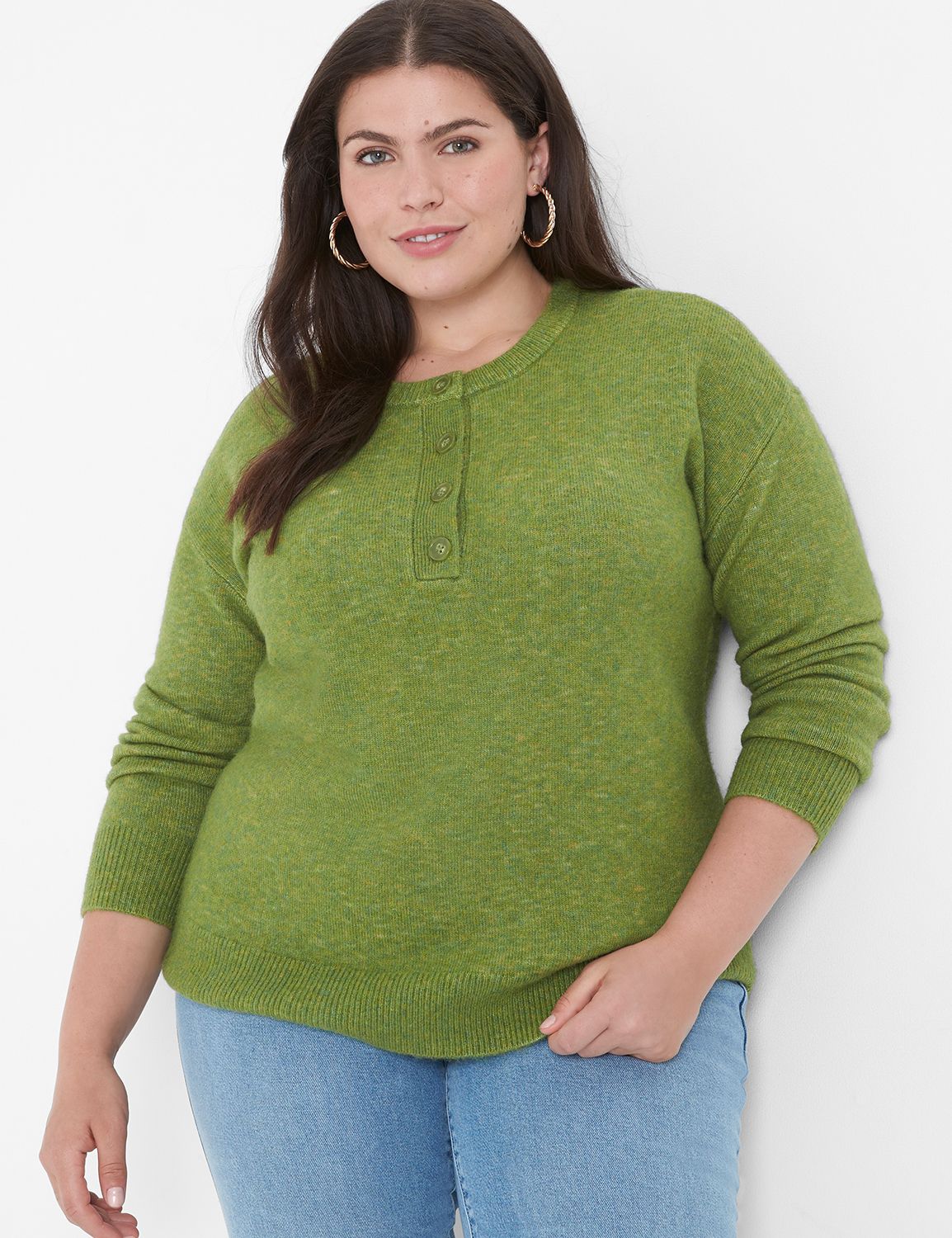 Classic Long Sleeve Henley Sweater | LaneBryant