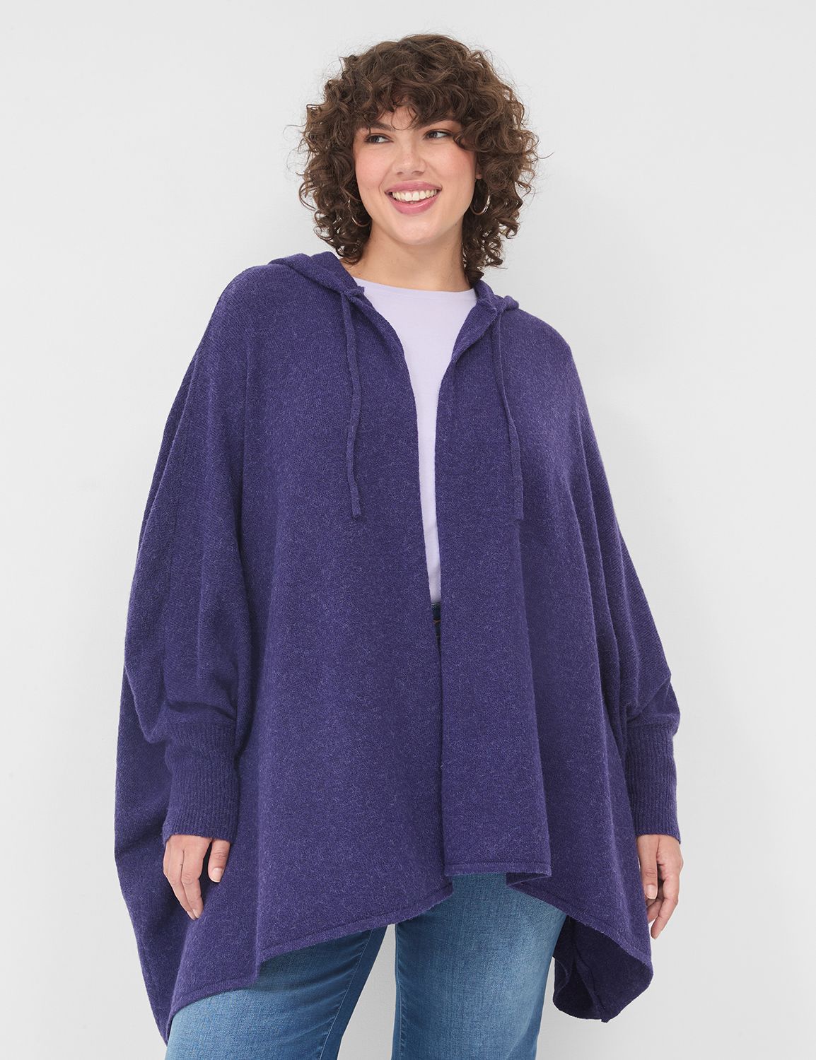 Relaxed Long Sleeve Hooded Cardigan | LaneBryant