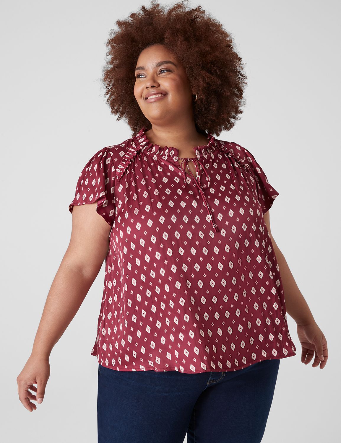 Classic Cap Flutter Sleeve Zen Neck | LaneBryant