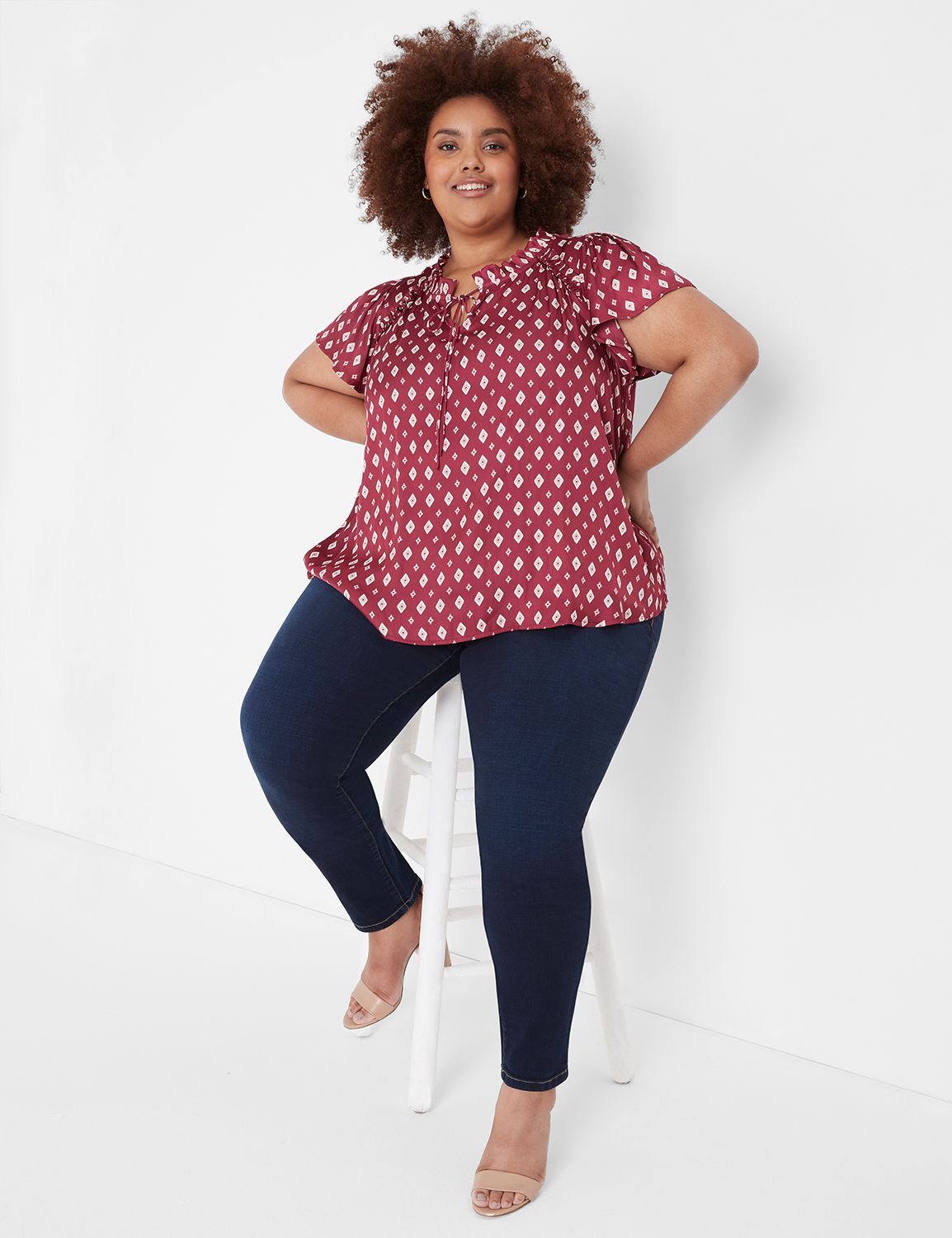 Classic Cap Flutter Sleeve Zen Neck | LaneBryant