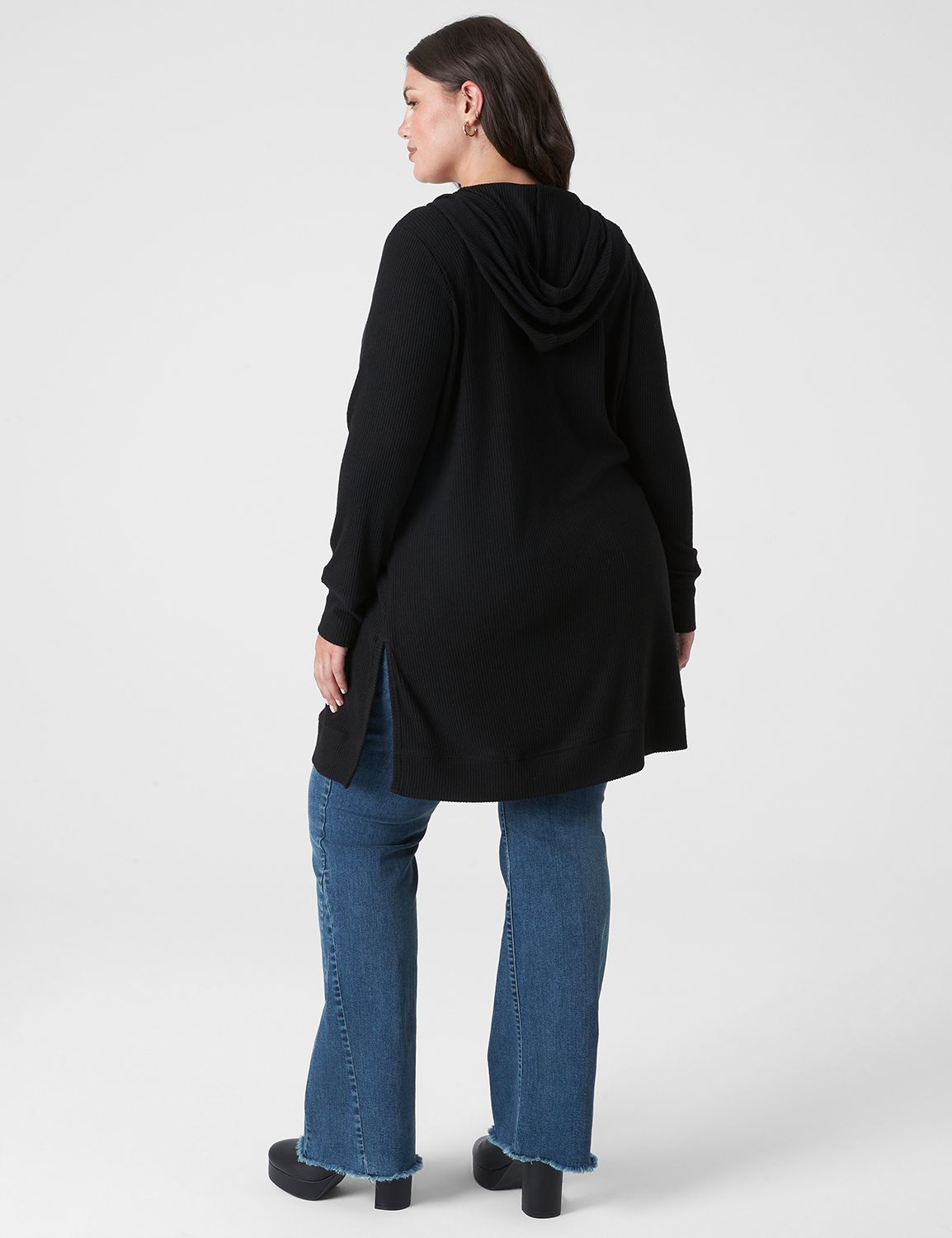 Long-Sleeve Rib Hooded Duster | LaneBryant