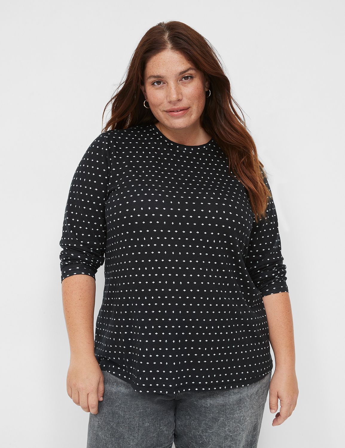 Classic Long Sleeve Crew Neck Tee P | LaneBryant
