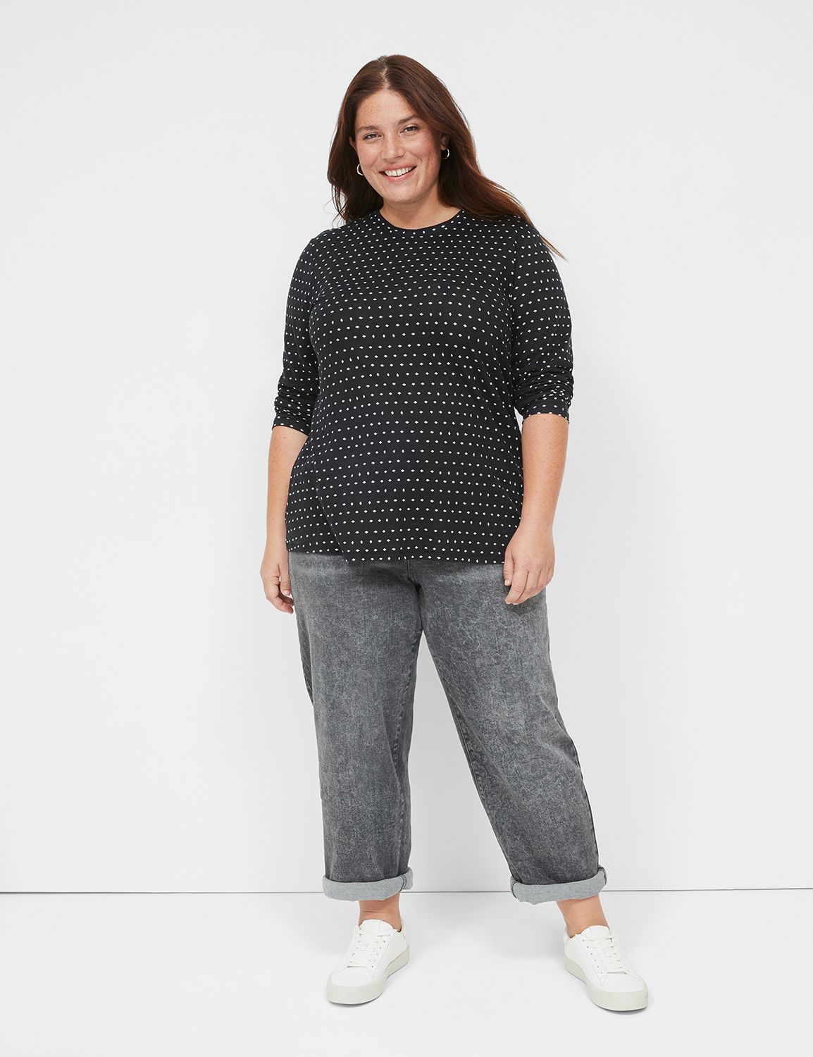 Classic Long Sleeve Crew Neck Tee P | LaneBryant