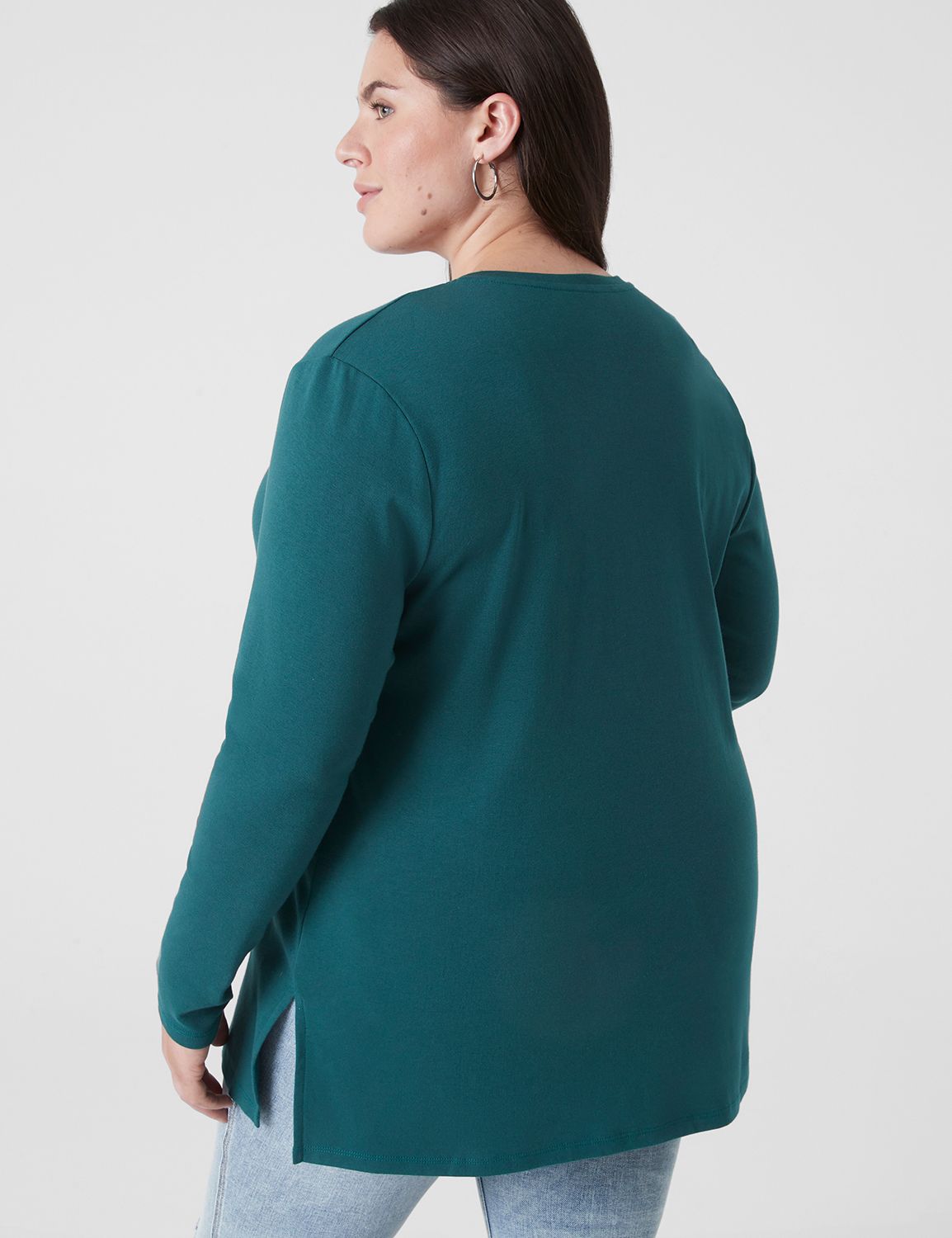 Classic Long Sleeve V Neck Tunic Te