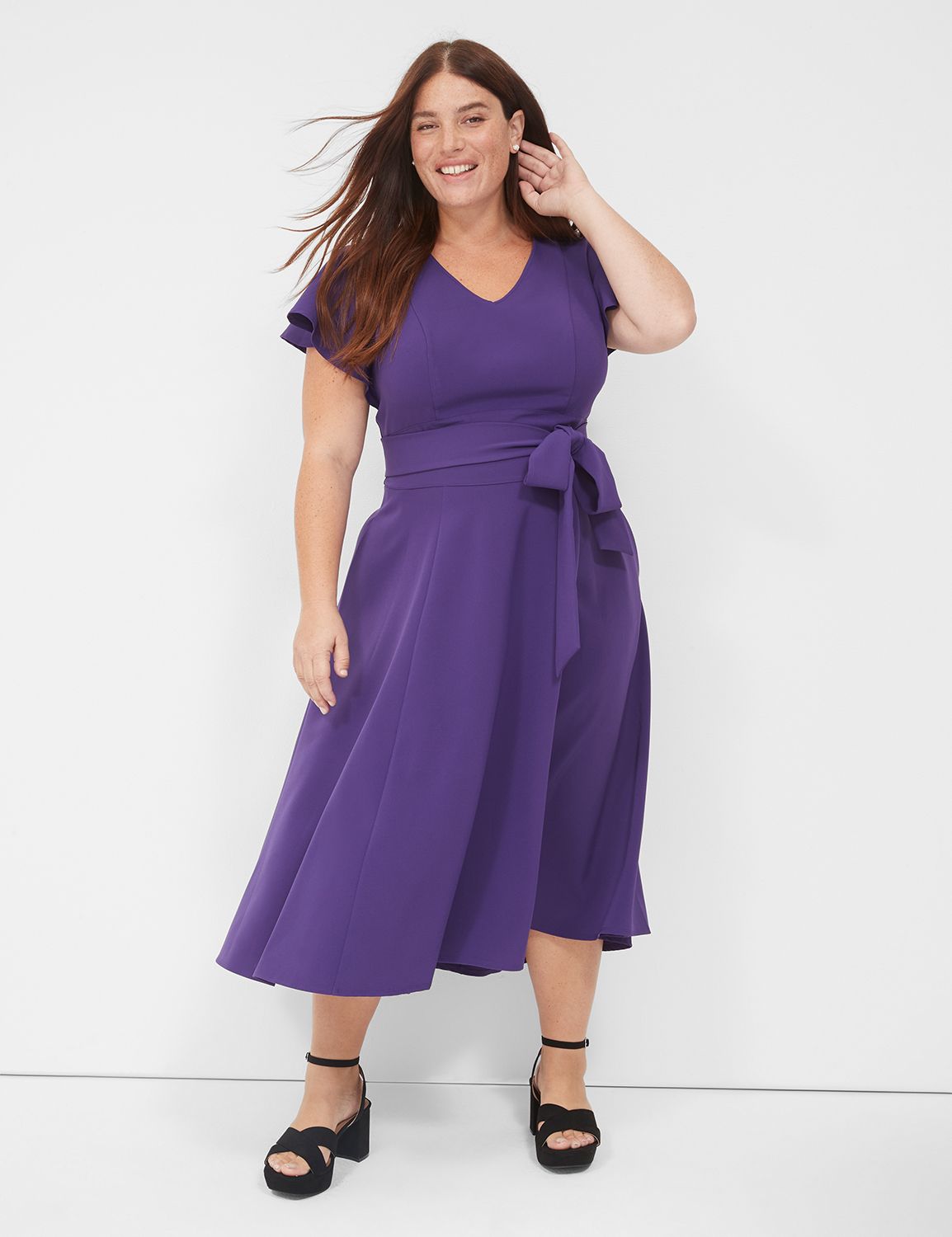 Lena V-Neck High-Low Midi Dress | LaneBryant