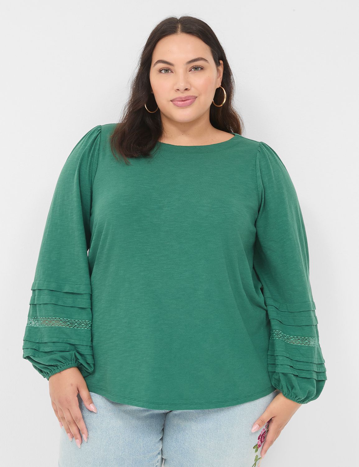 Subtle Swing 3/4 Pin Tuck Sleeve Cr | LaneBryant
