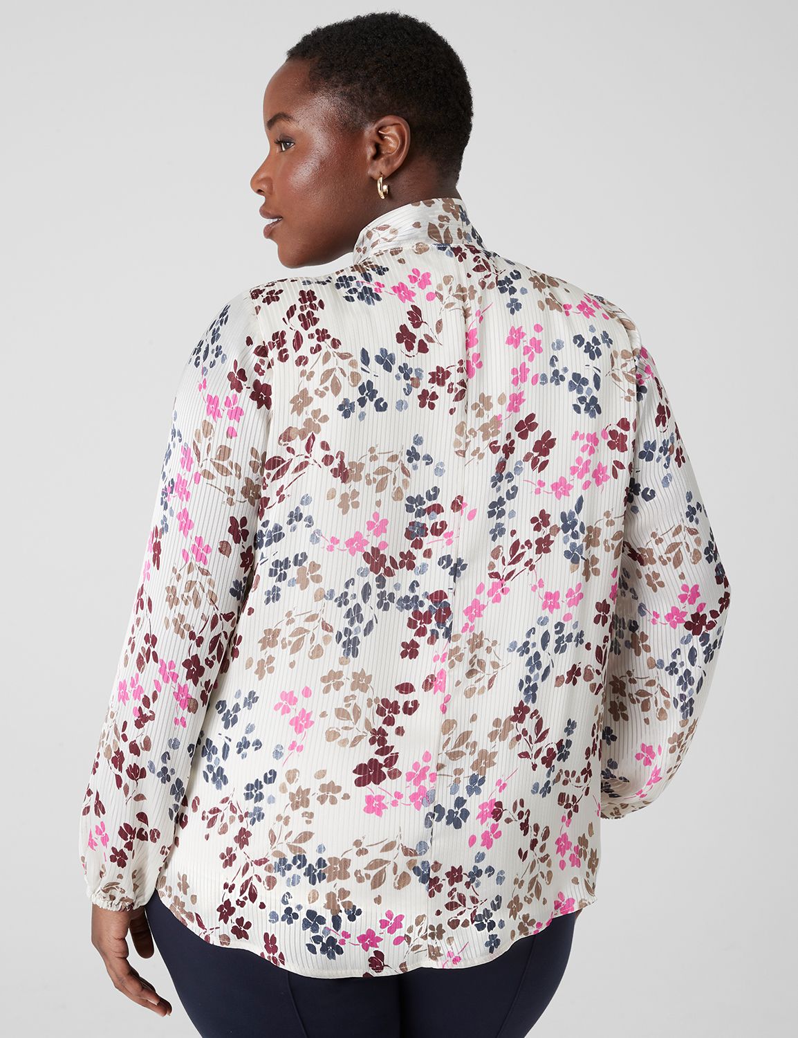Classic Long Sleeve Tie Neck Popove | LaneBryant