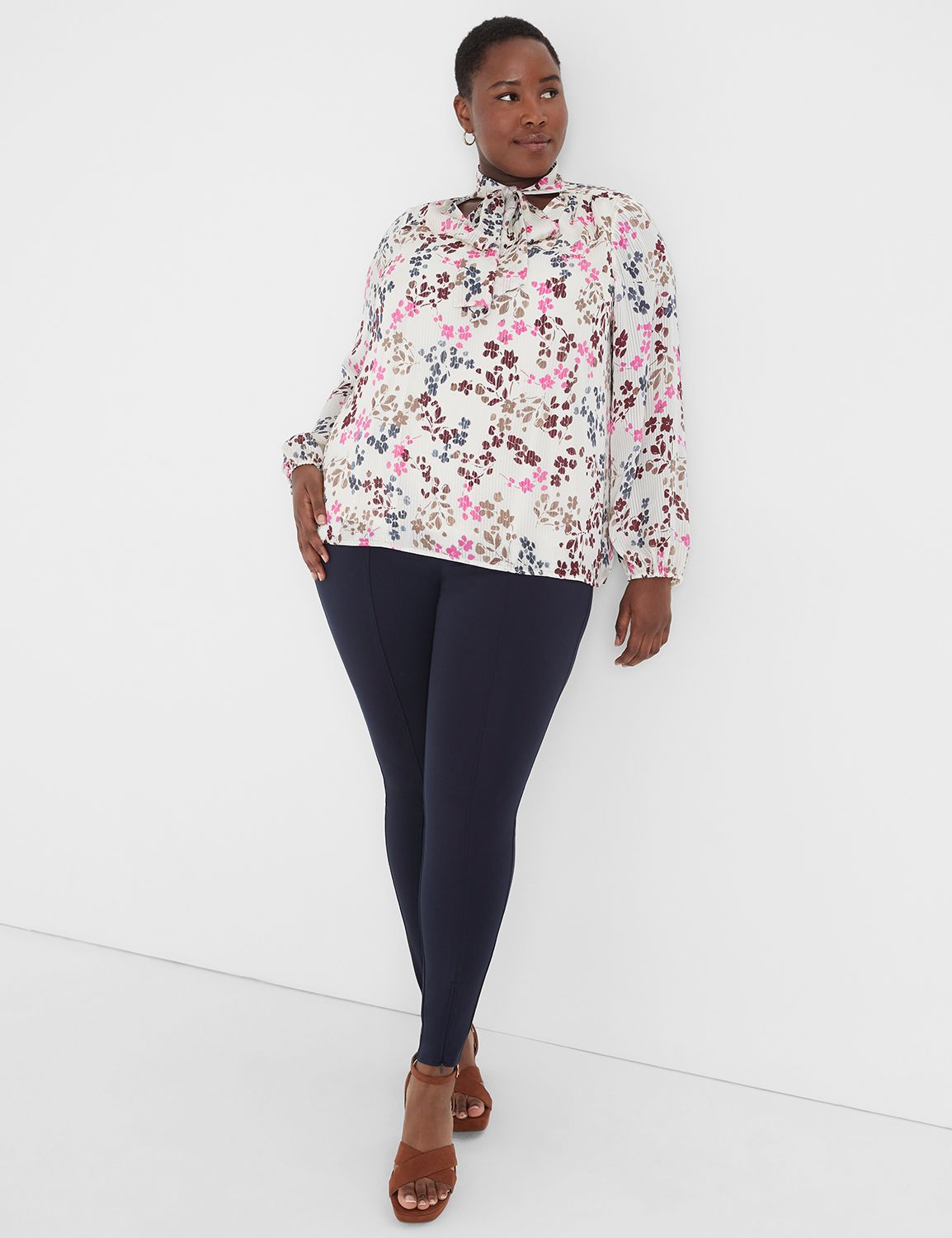Classic Long Sleeve Tie Neck Popove | LaneBryant