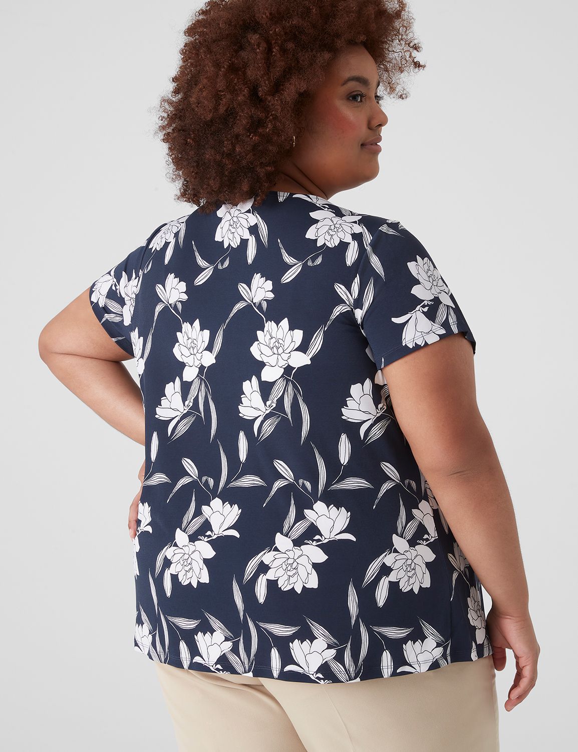 Classic Cap Sleeve V-Neck Pleat Fro | LaneBryant