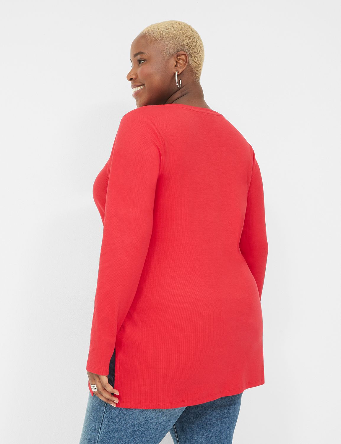 Classic Long Sleeve V Neck Tunic Te