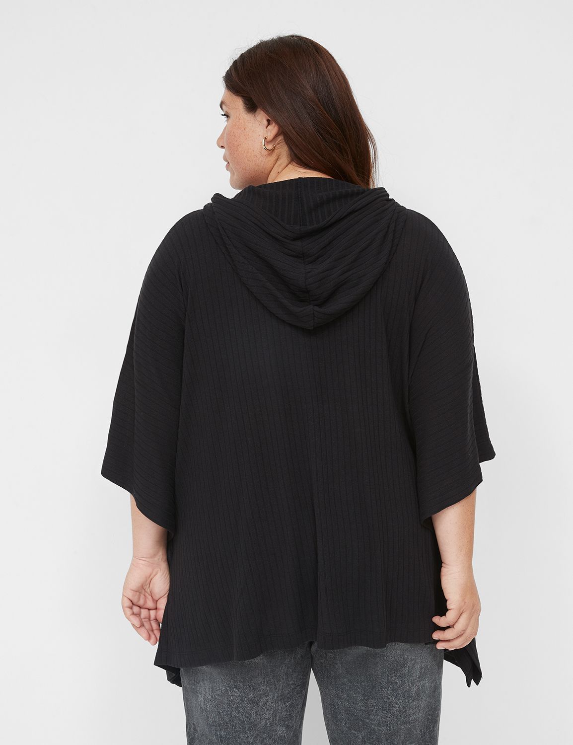 Hooded Brushed Rib Poncho 1137553 | LaneBryant