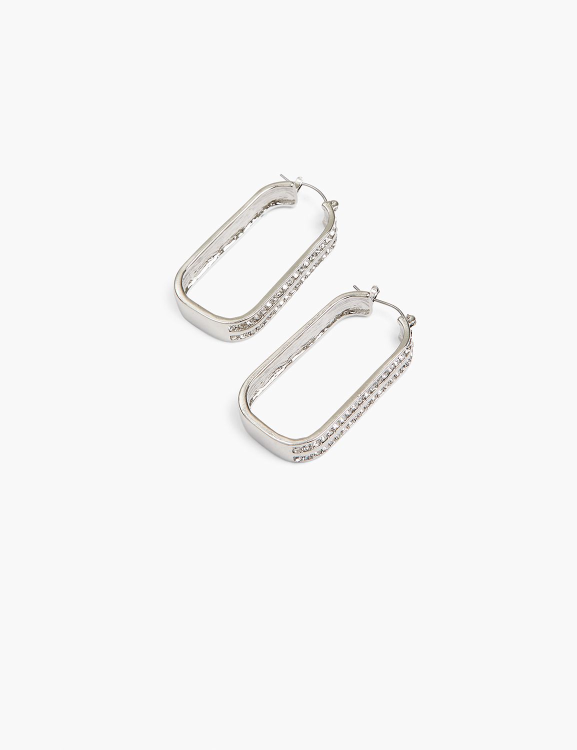 Pave Rectangular Thick Hoop Earring | LaneBryant