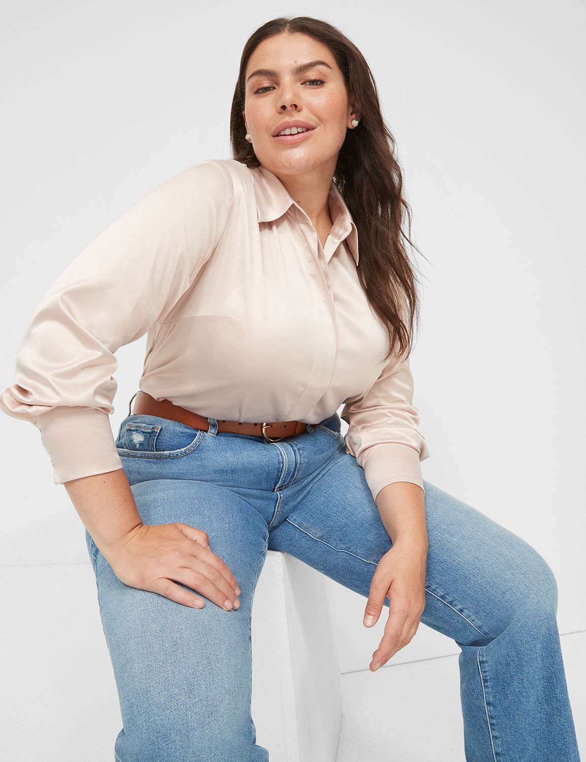 Classic Long Sleeve Button Down Sat | LaneBryant