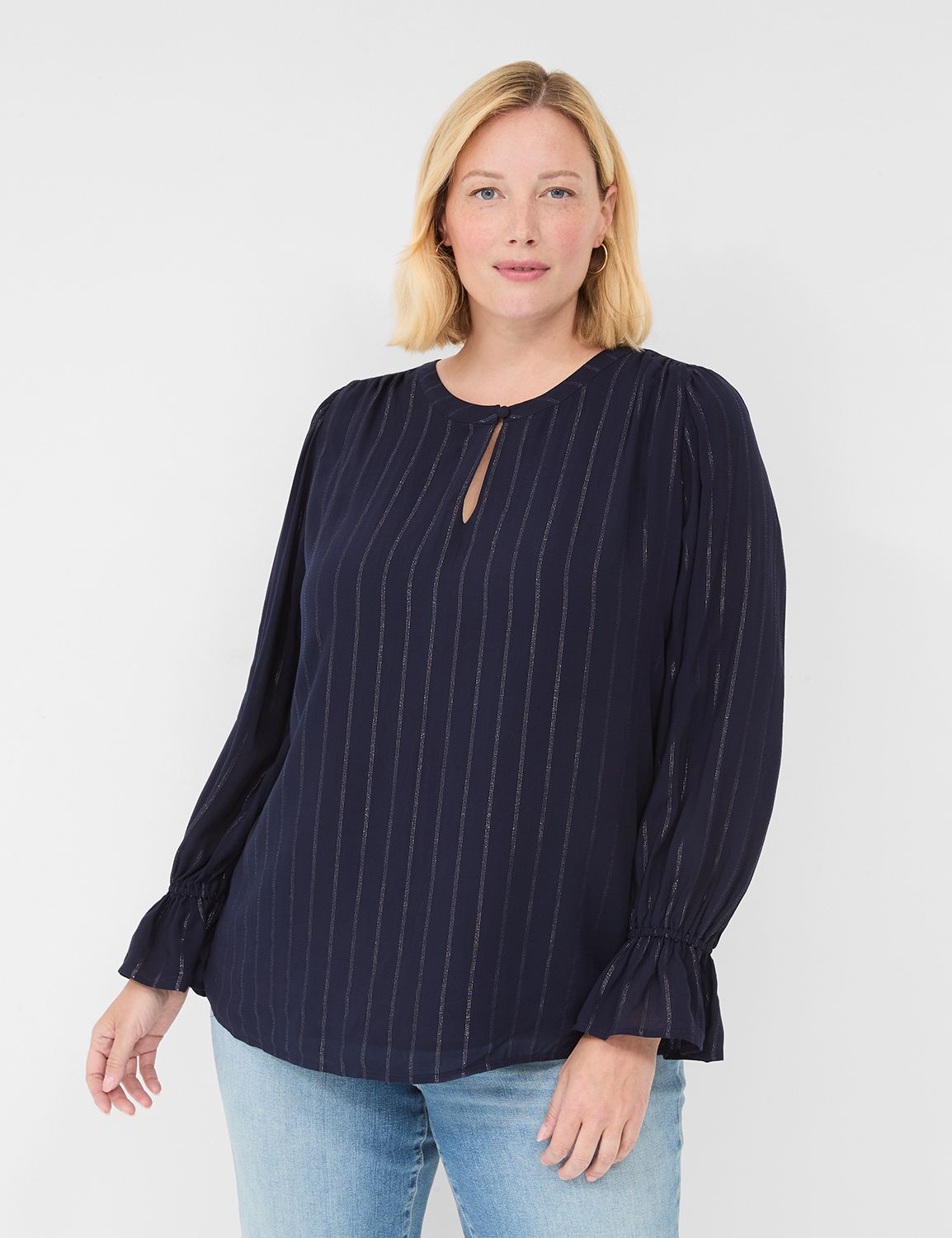 Classic Long Sleeve Crew Neck Keyho | LaneBryant