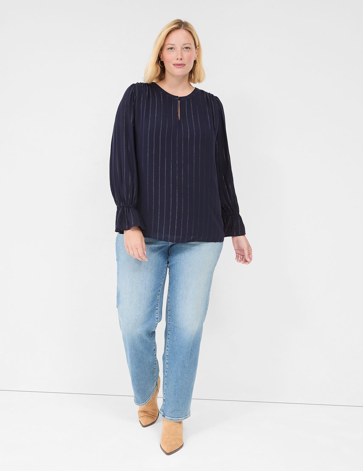 Classic Long Sleeve Crew Neck Keyho | LaneBryant