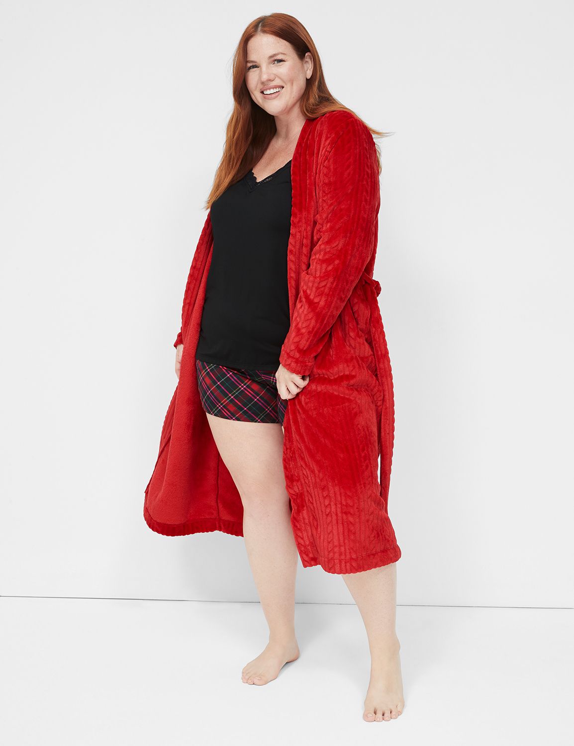 Fleece Cable Knit Midi Robe 1138803 | LaneBryant