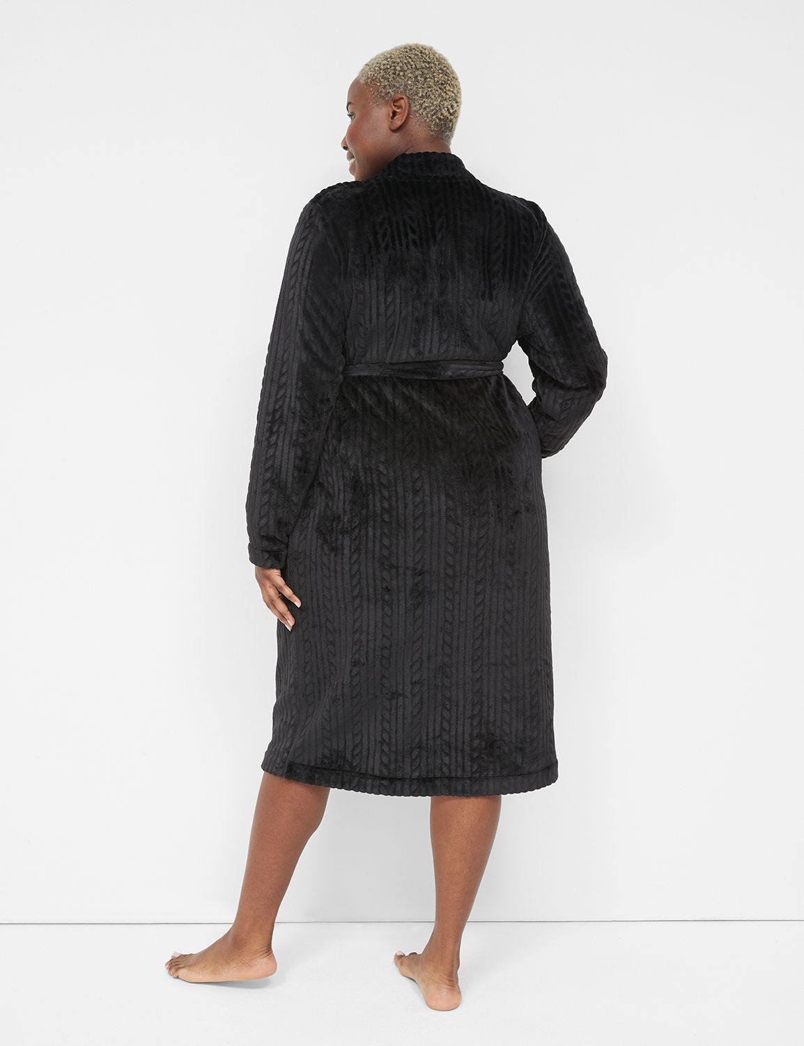 Fleece Cable Knit Midi Robe 1138803 | LaneBryant