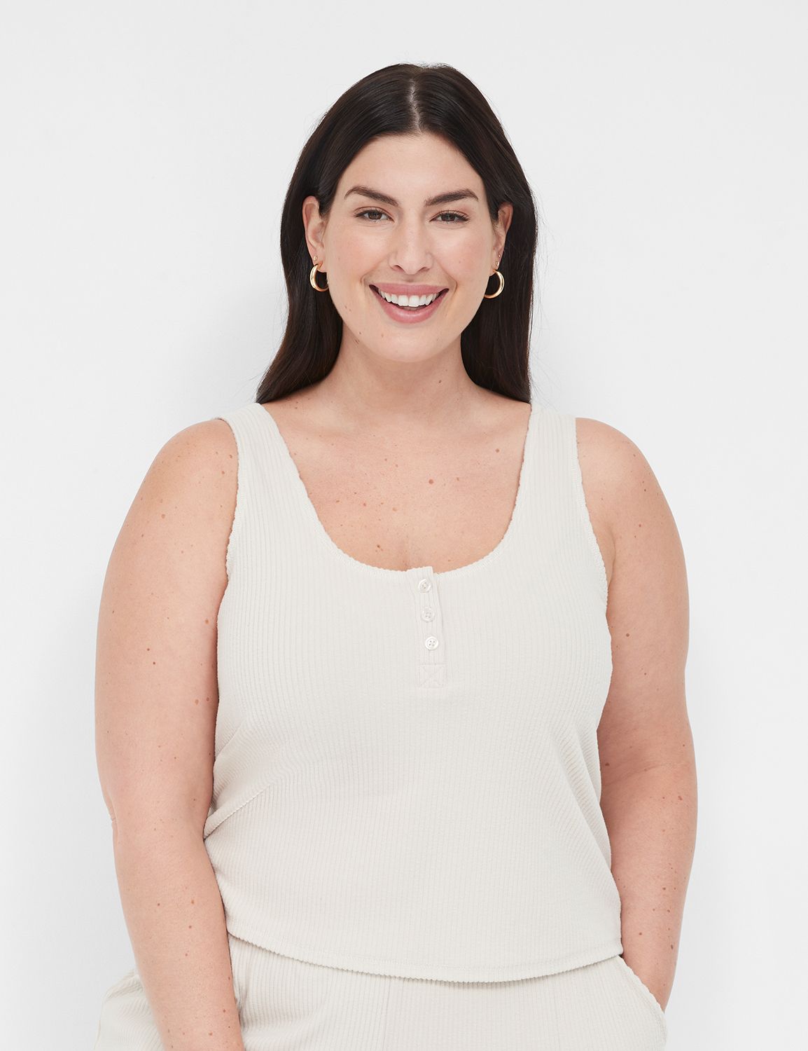 Brushed Rib Henley Sleep Tank | LaneBryant