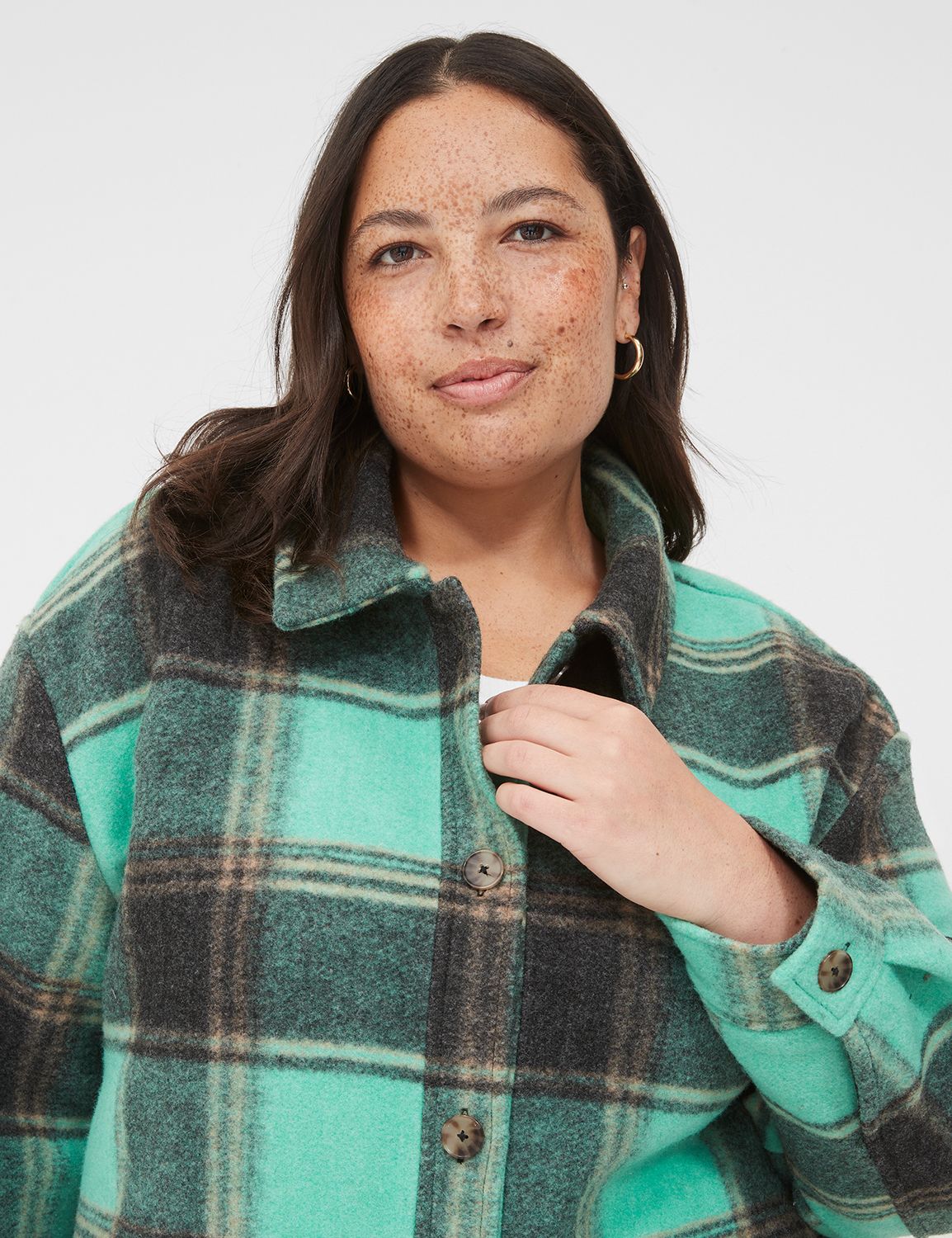 Plaid Shacket with Patch Pocket 113 | LaneBryant