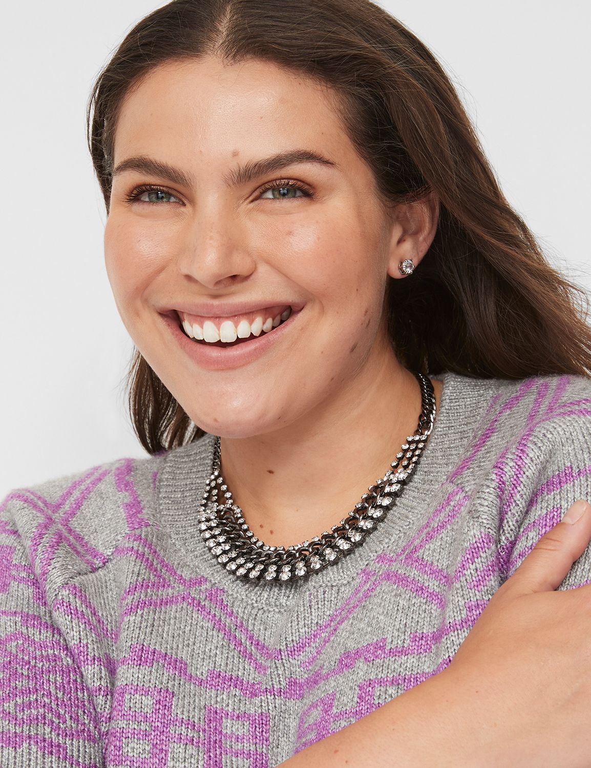Chain & Crystal Single Row Necklace | LaneBryant