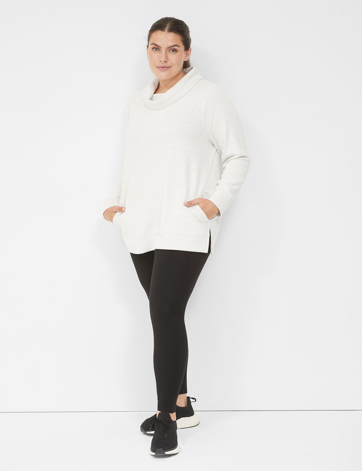 LIVI Long Sleeve Cowl Neck Textured | LaneBryant