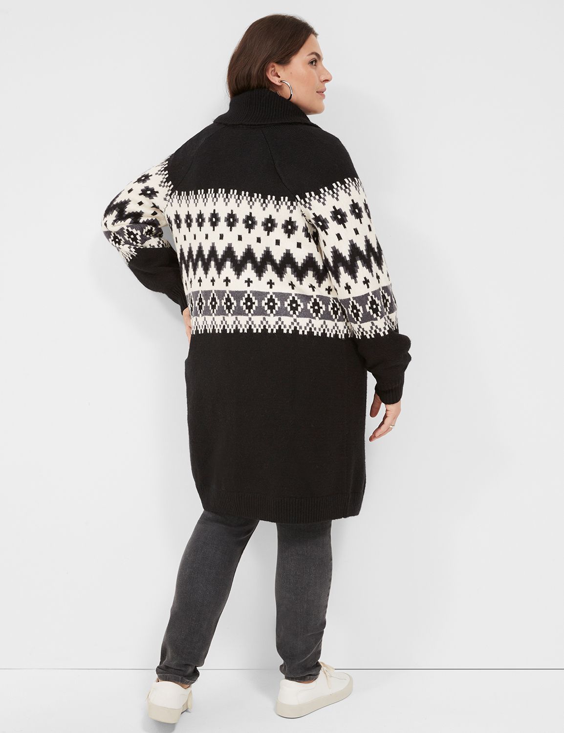 Open-Front Jacquard Cardigan