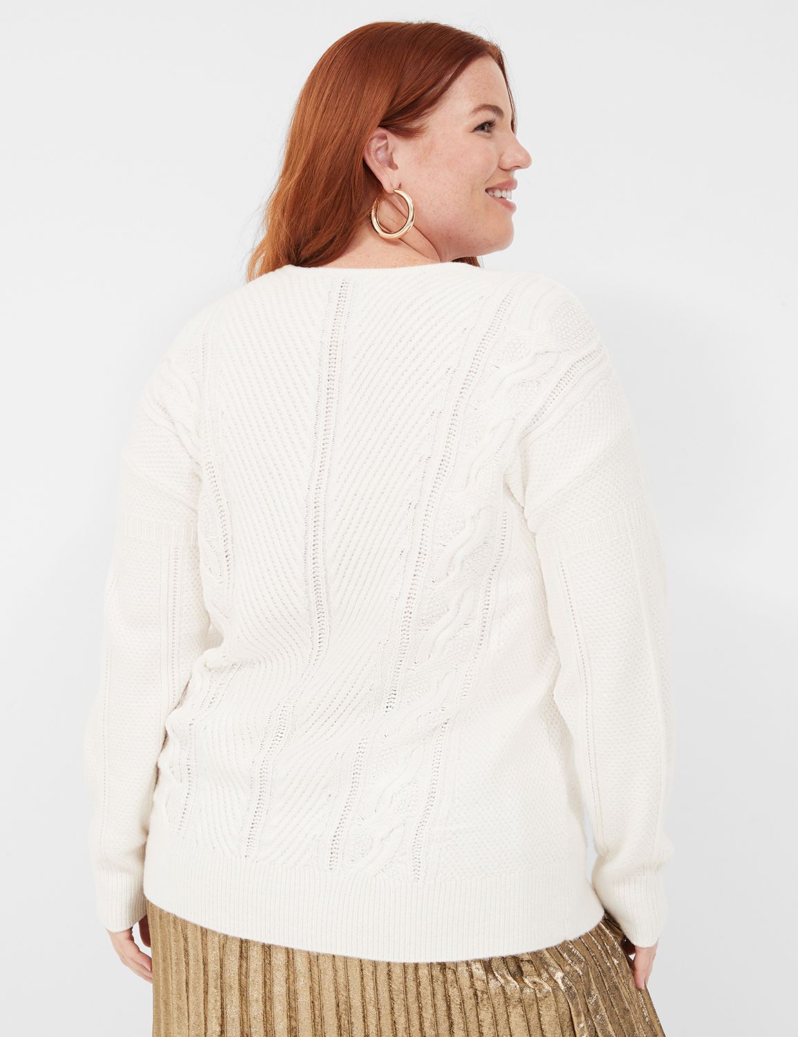 V-Neck Cable Sweater | LaneBryant