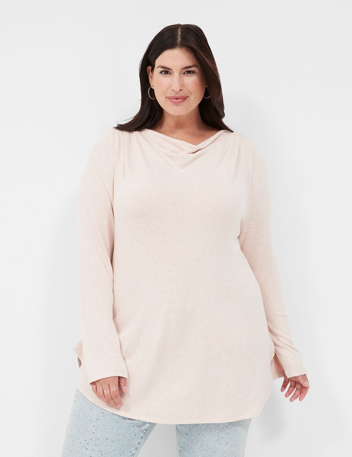 Relaxed Long Sleeve Cowl Neck Drop