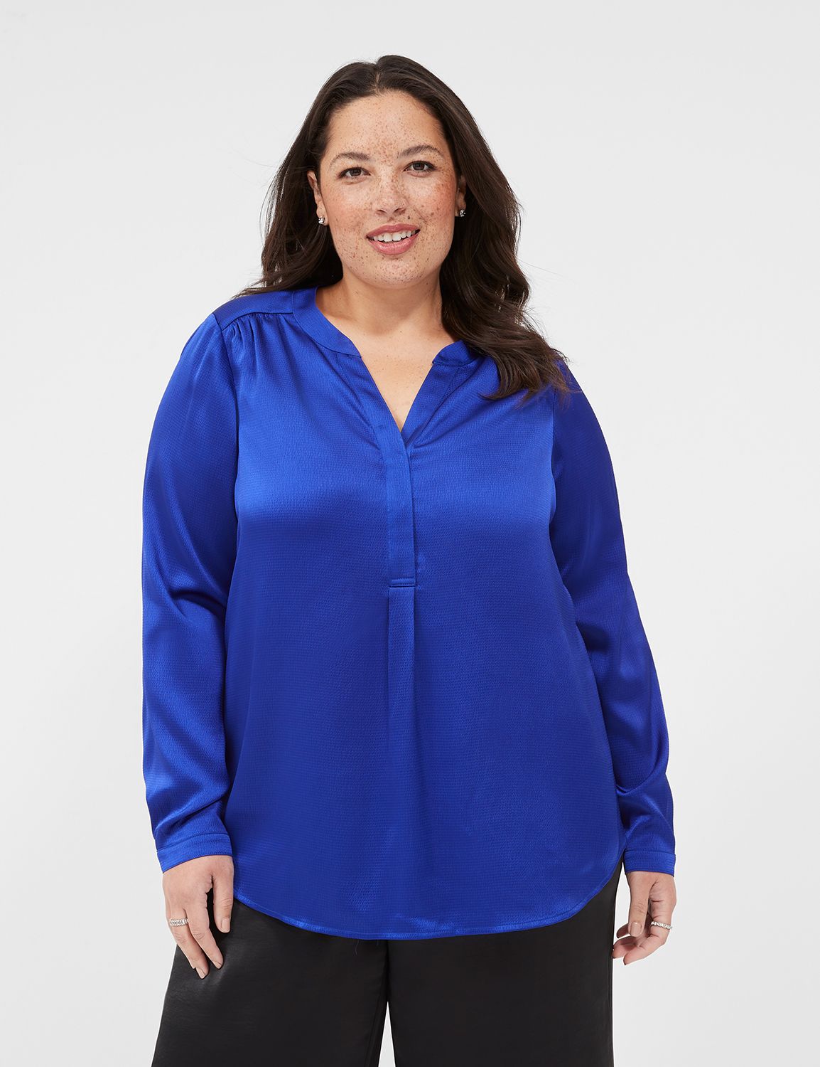 Banded Neckline Front Open Shoulder | LaneBryant