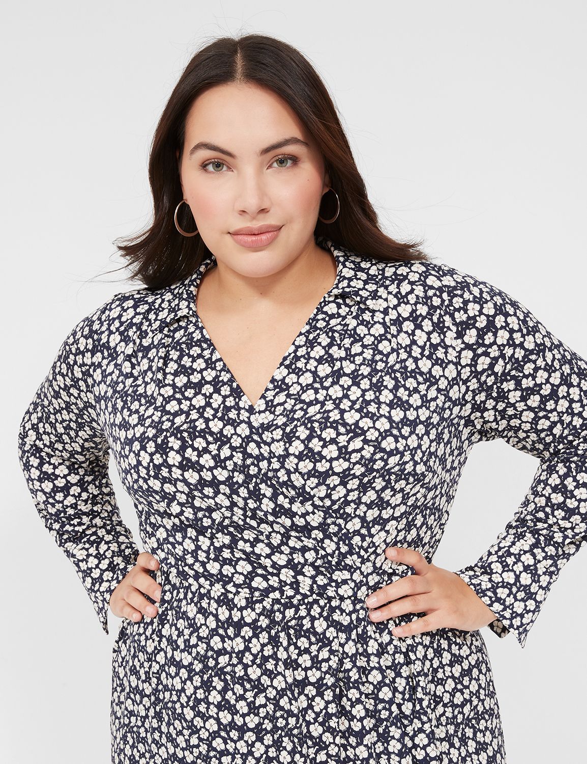 Long cuffed sleeve sexy collar faux | LaneBryant
