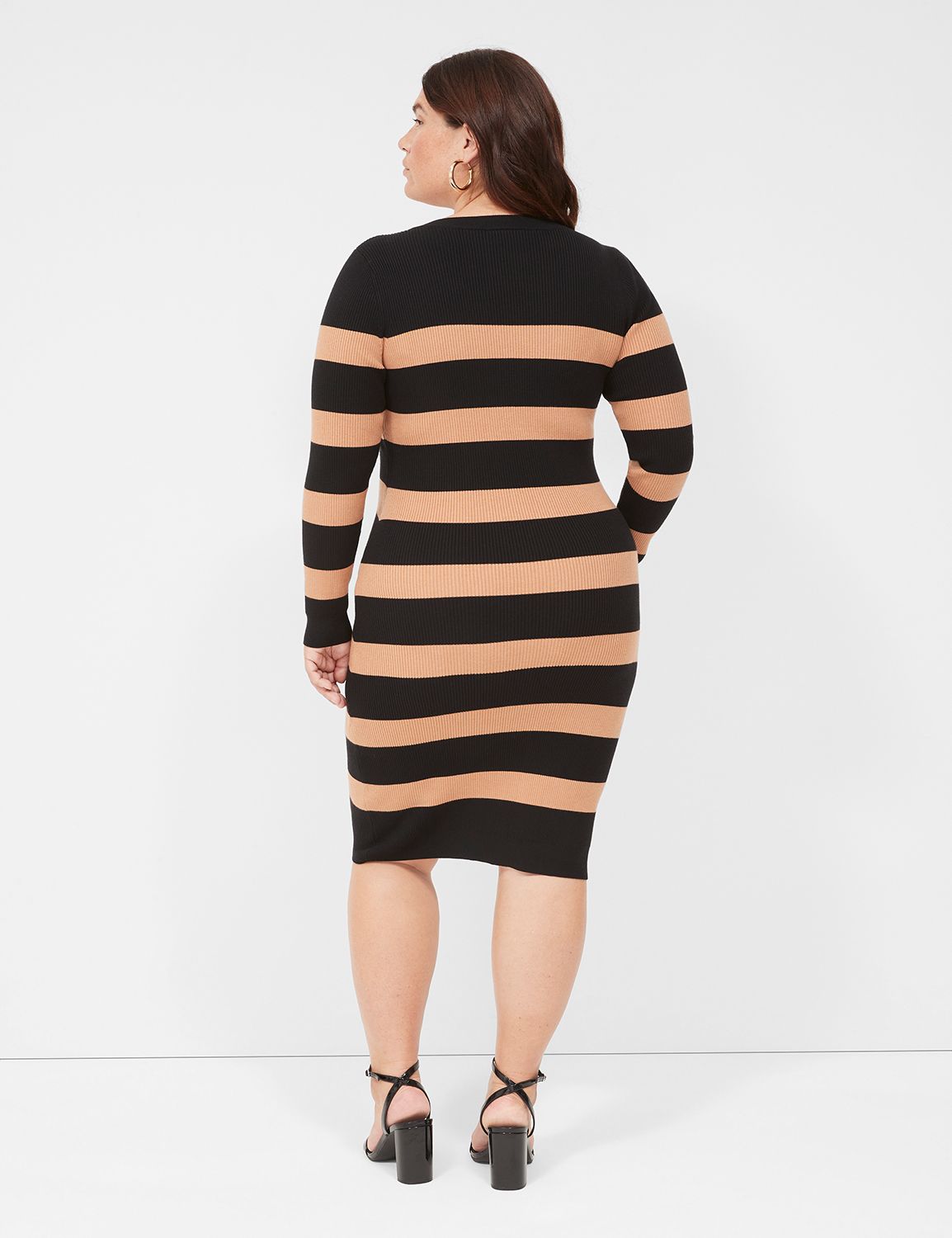 Long Sleeve Crew Neck Stripe Sweate | LaneBryant