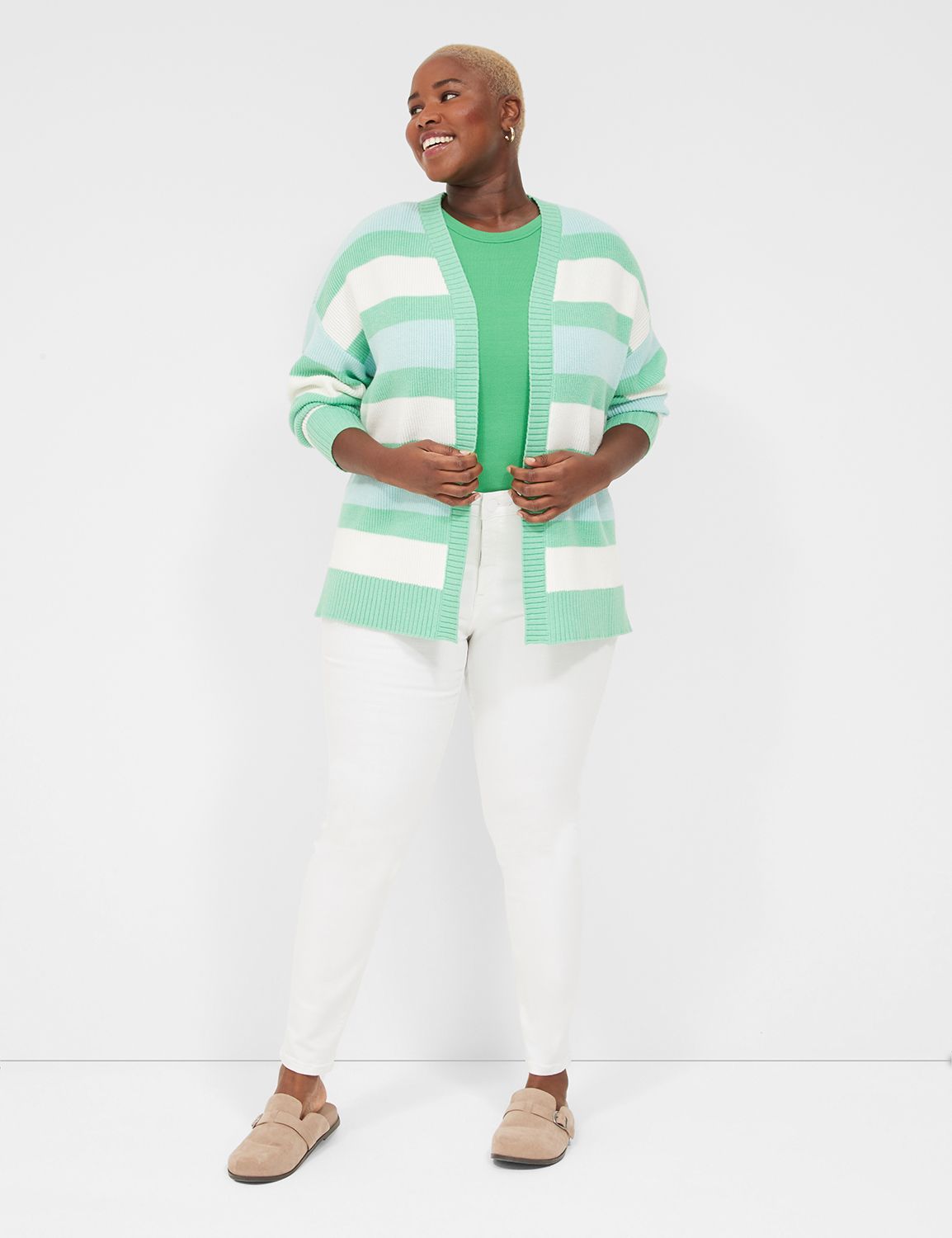 Open-Front Stripe Cardigan | LaneBryant