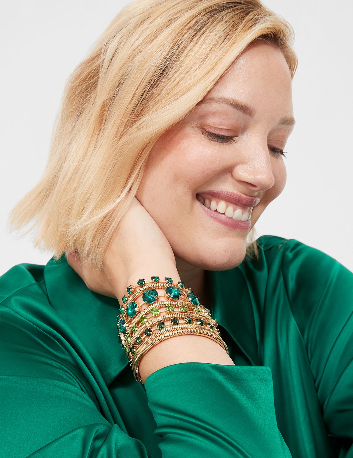 Green Stone Layered Bracelet | LaneBryant