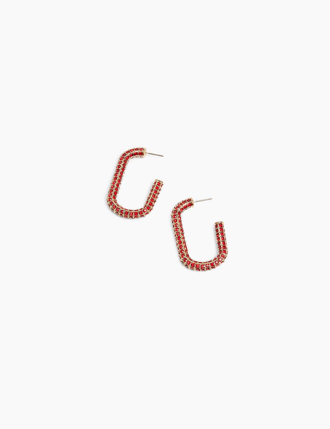 Red Pave J Hoop Earrings | LaneBryant