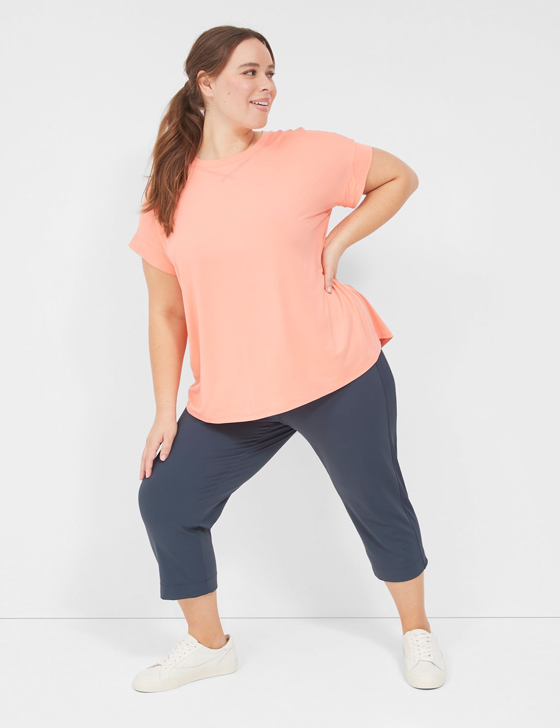 LIVI Mid Rise Rib Knit Interlock Ca | LaneBryant