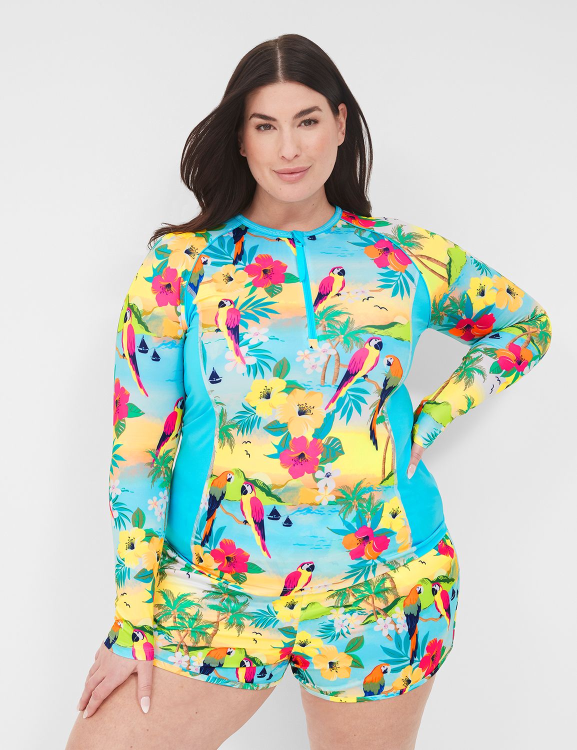 Long-Sleeve Swim Rash Guard | LaneBryant