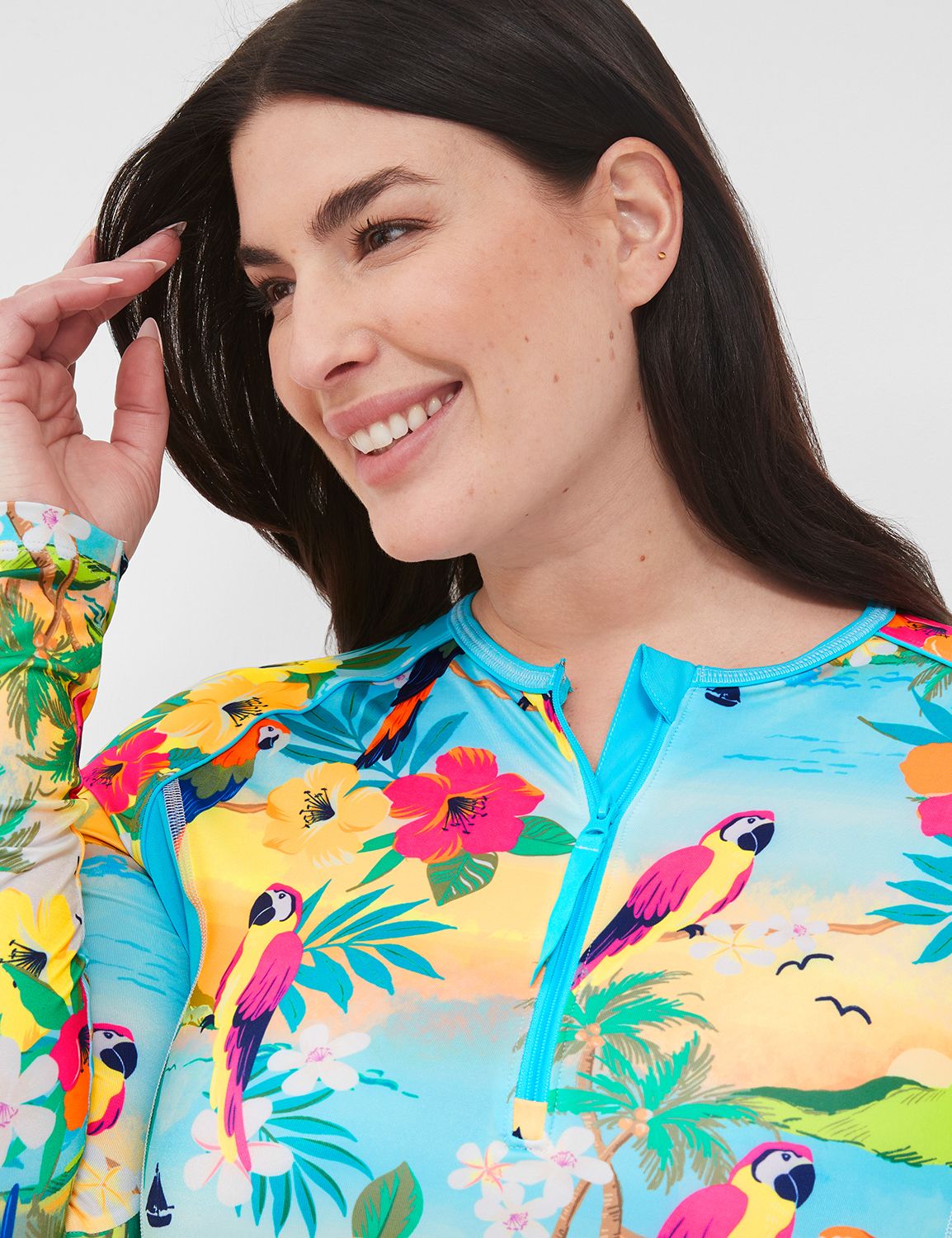Long-Sleeve Swim Rash Guard | LaneBryant
