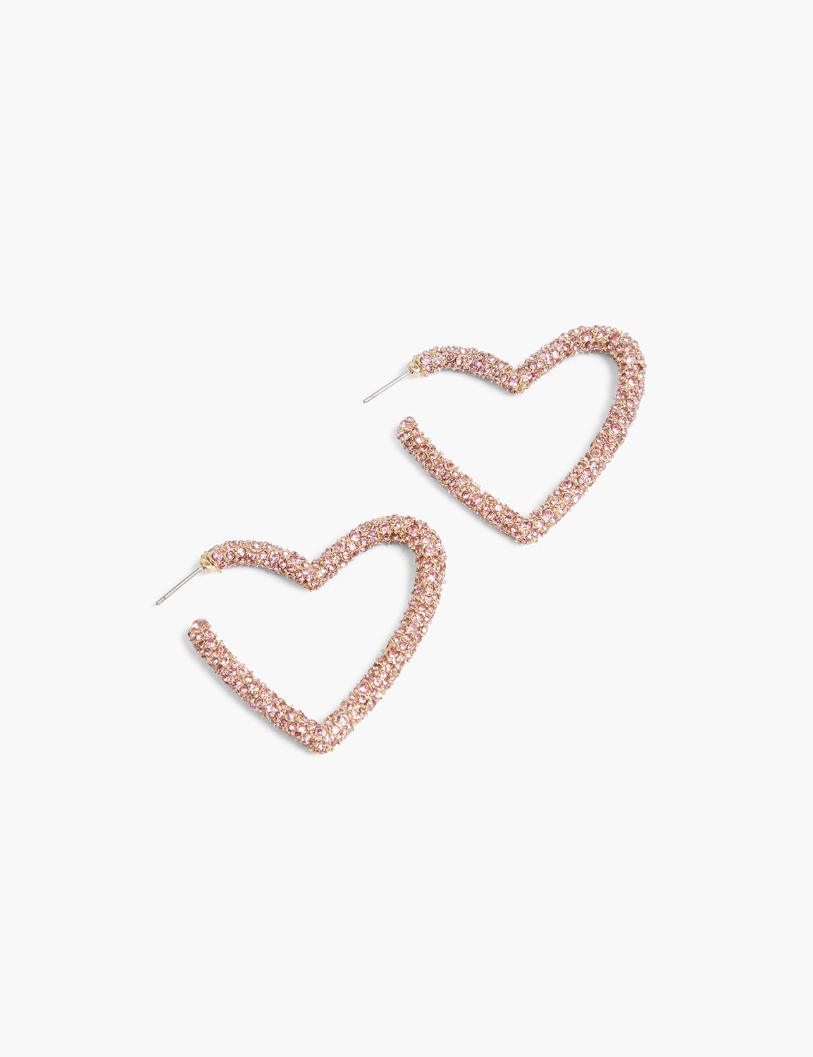 Pink Pave Heart Hoop Earrings | LaneBryant