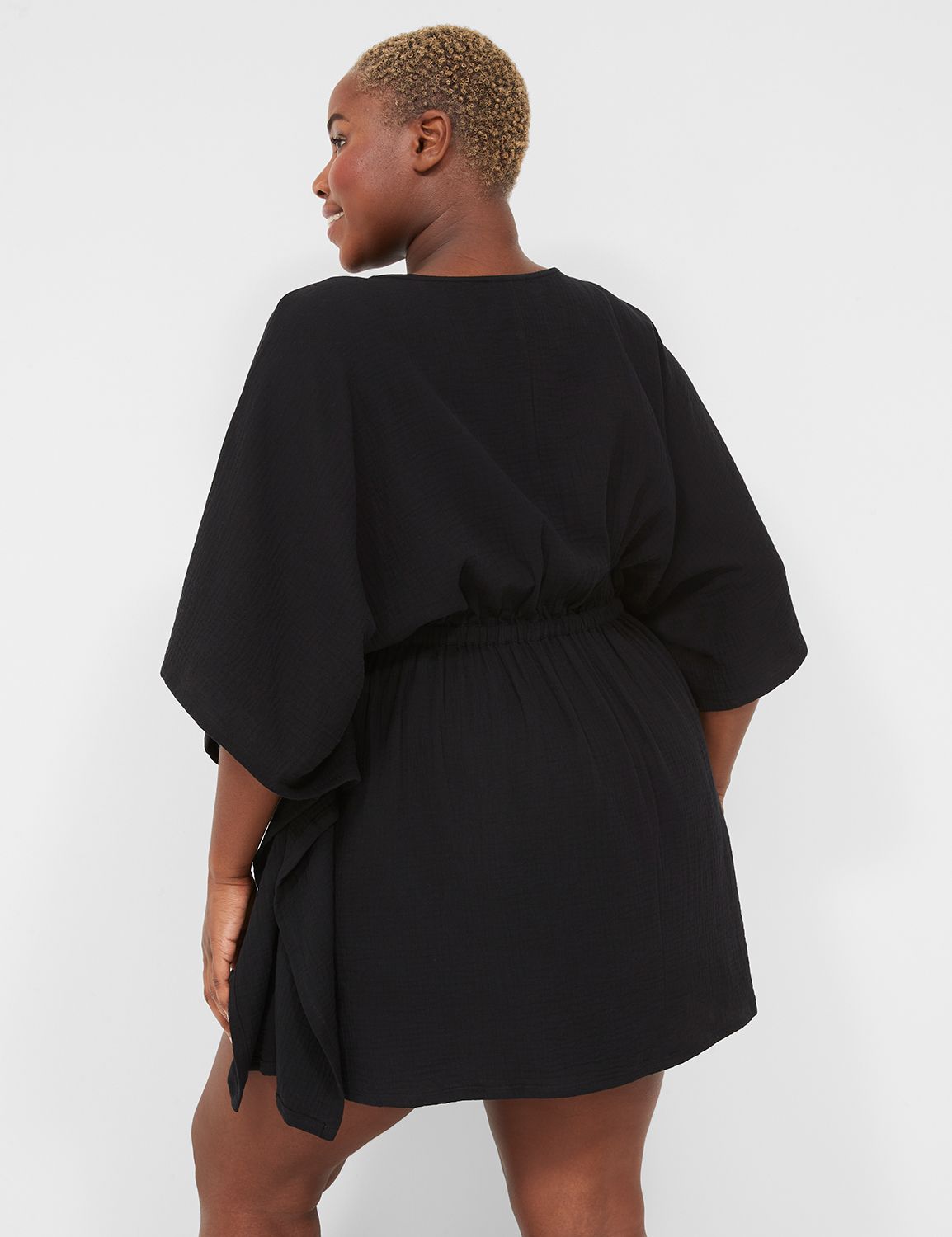 Plus Size | Crinkle Gauze O Ring Dolman Cover U | LaneBryant