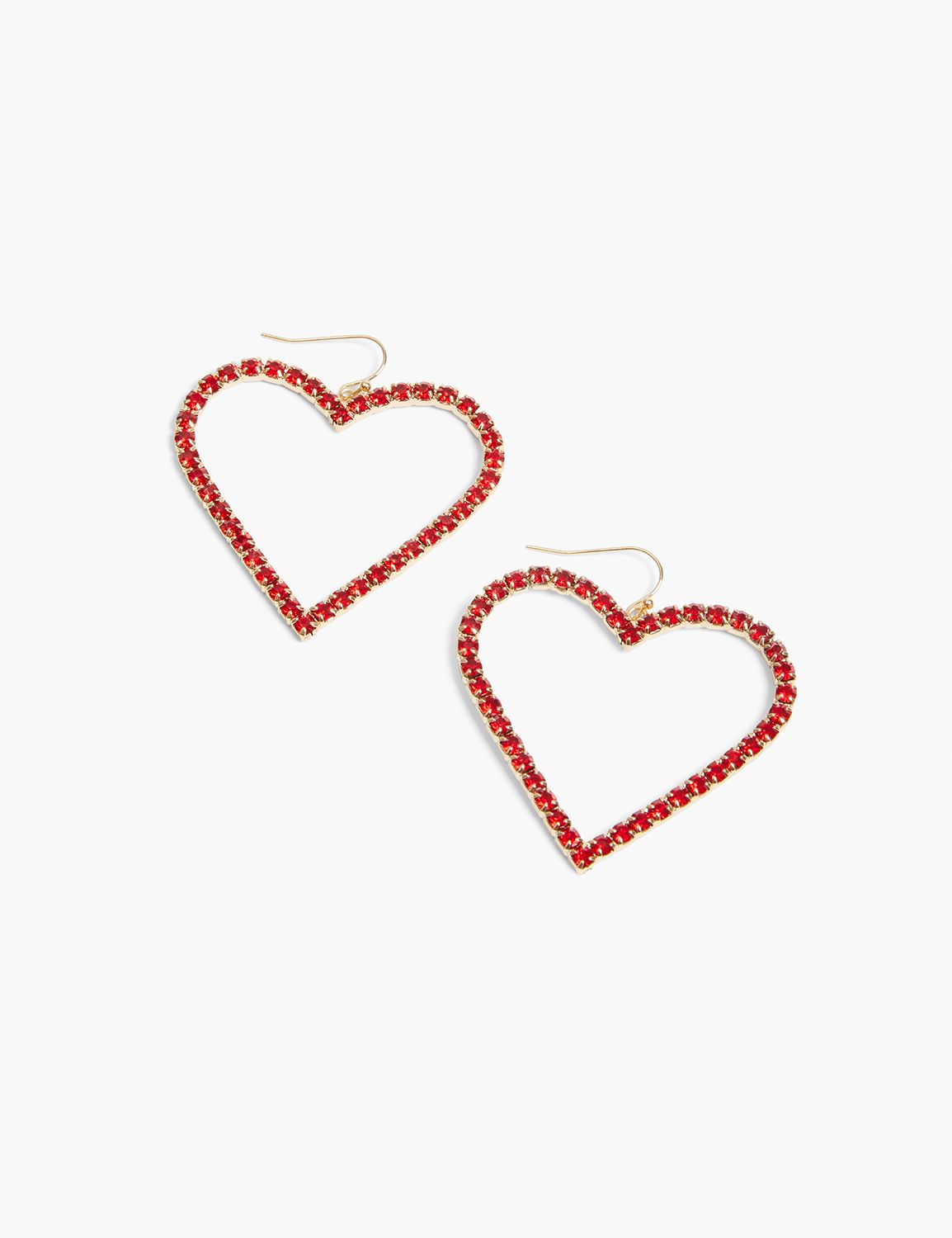 Red Pave Heart Drop Earrings | LaneBryant