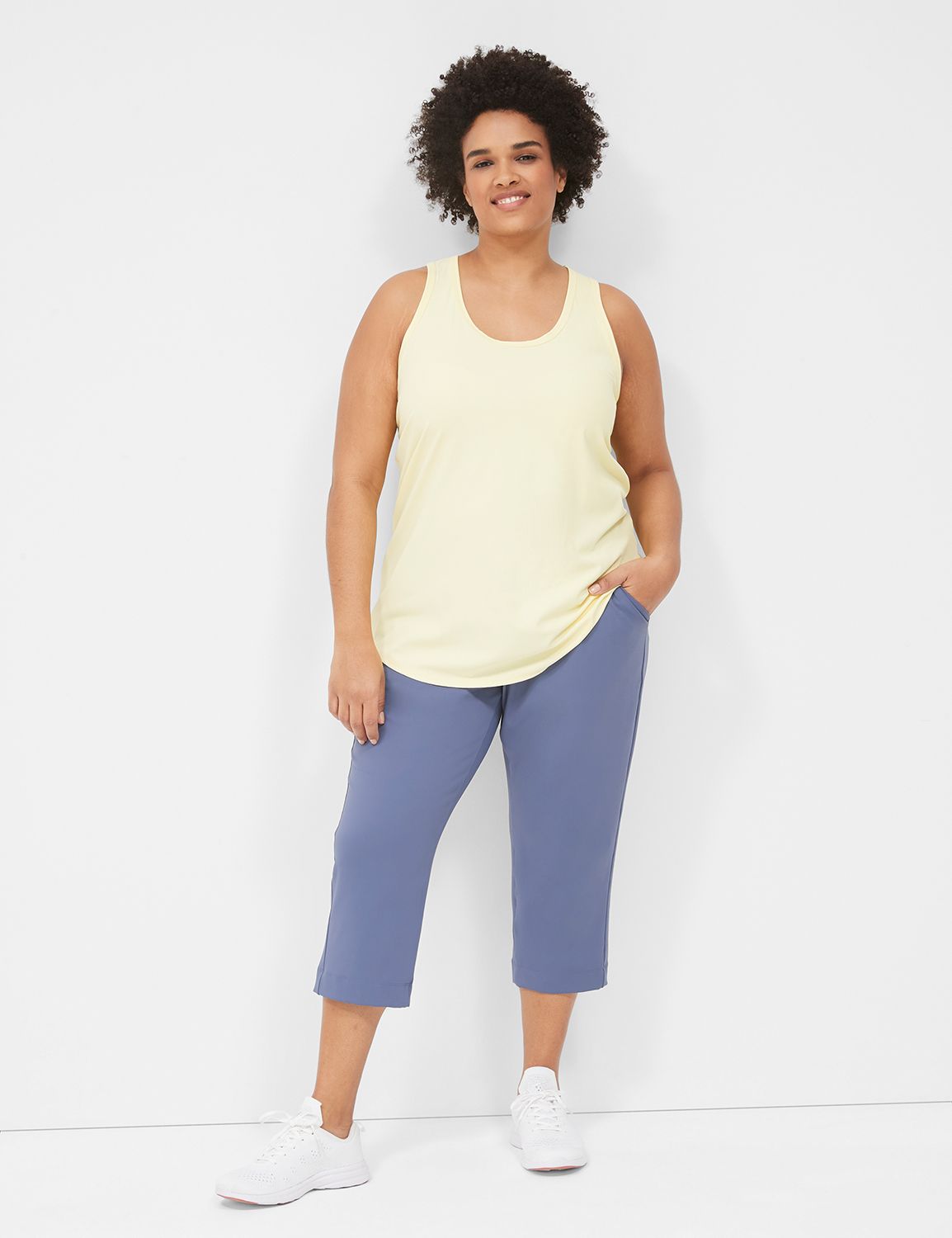 LIVI Mid Rise Knit Interlock Capri | LaneBryant