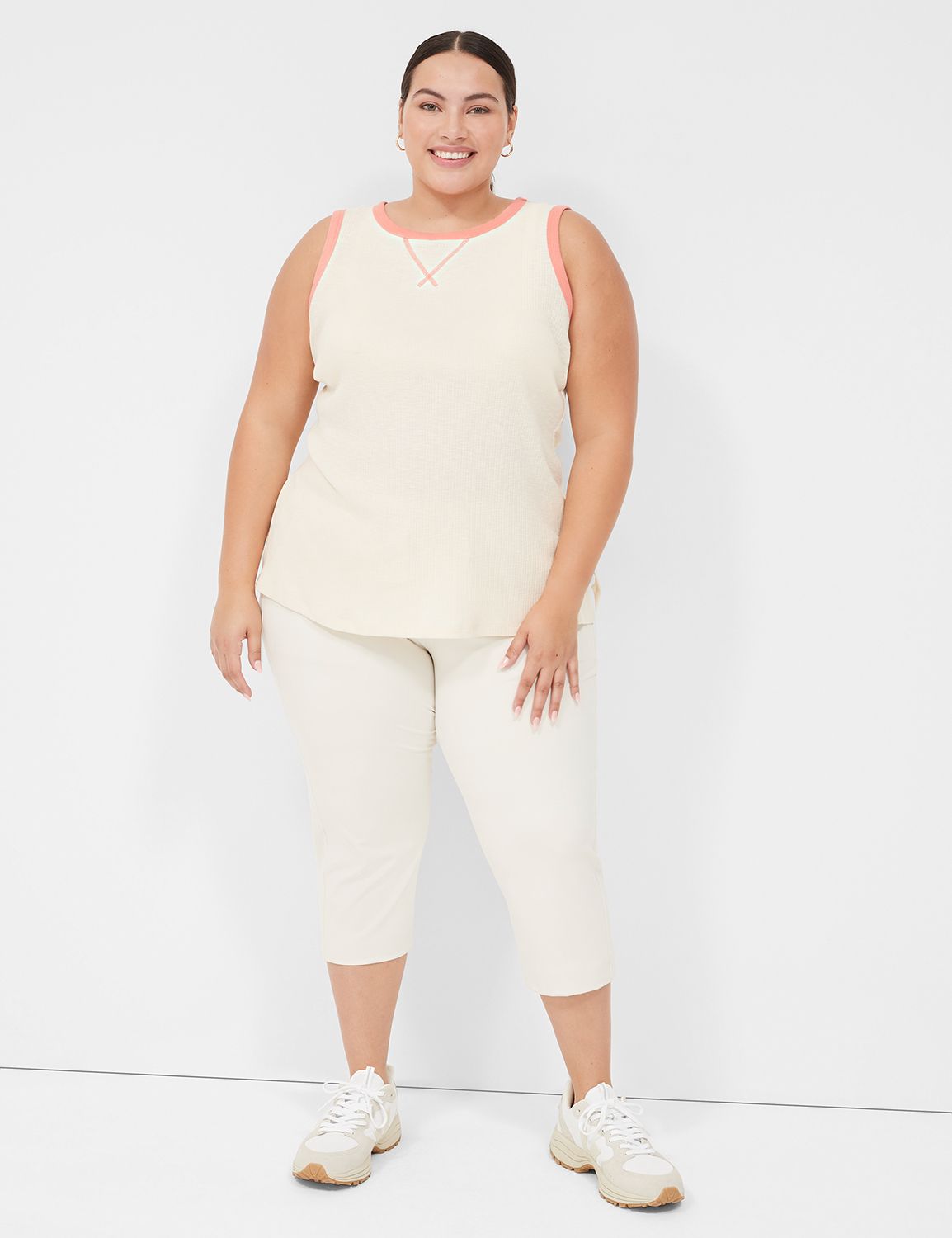 LIVI Mid Rise Knit Interlock Capri | LaneBryant